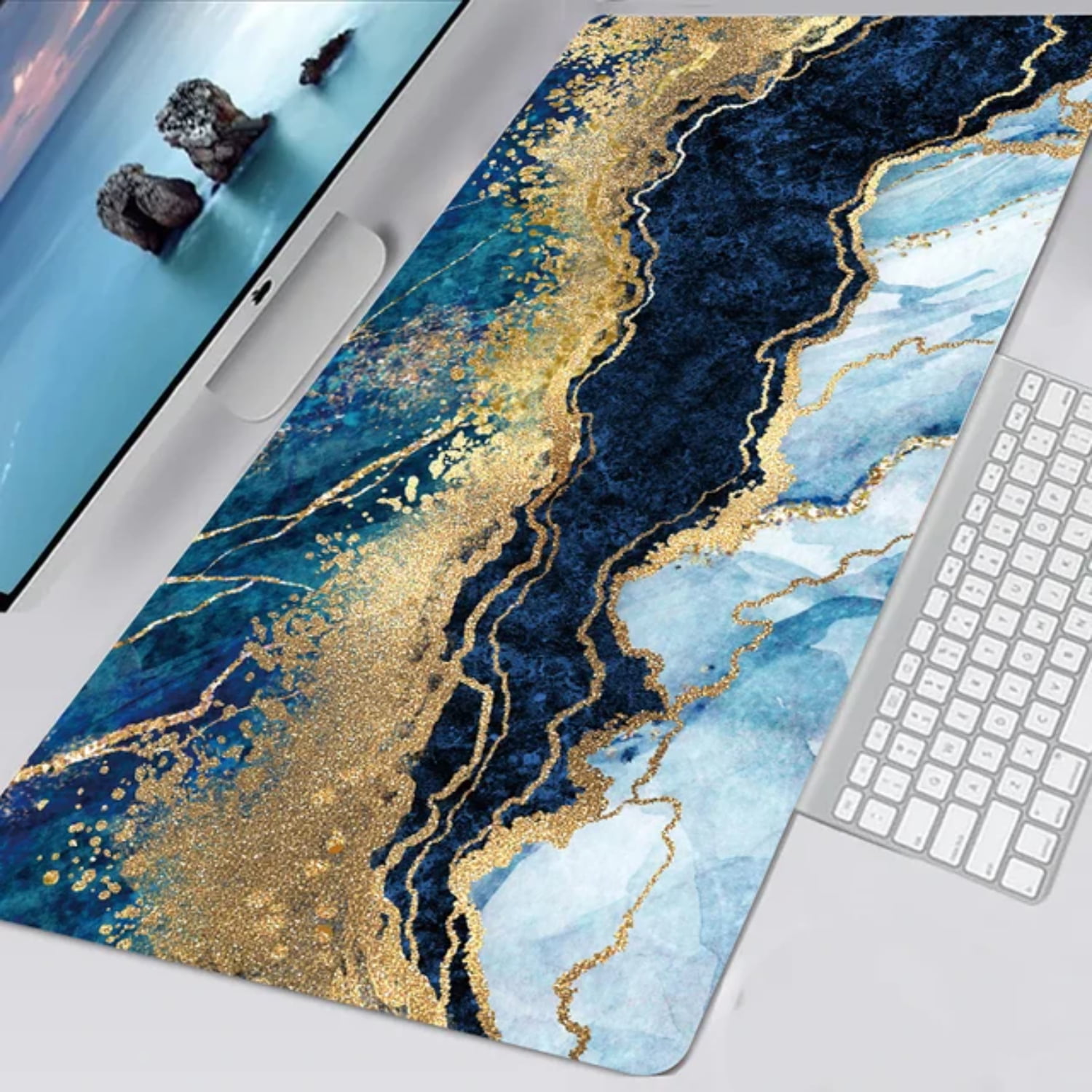 Stylish Extra Large Marble Gaming Mouse Pad - Fashionable Soft Keyboard ...