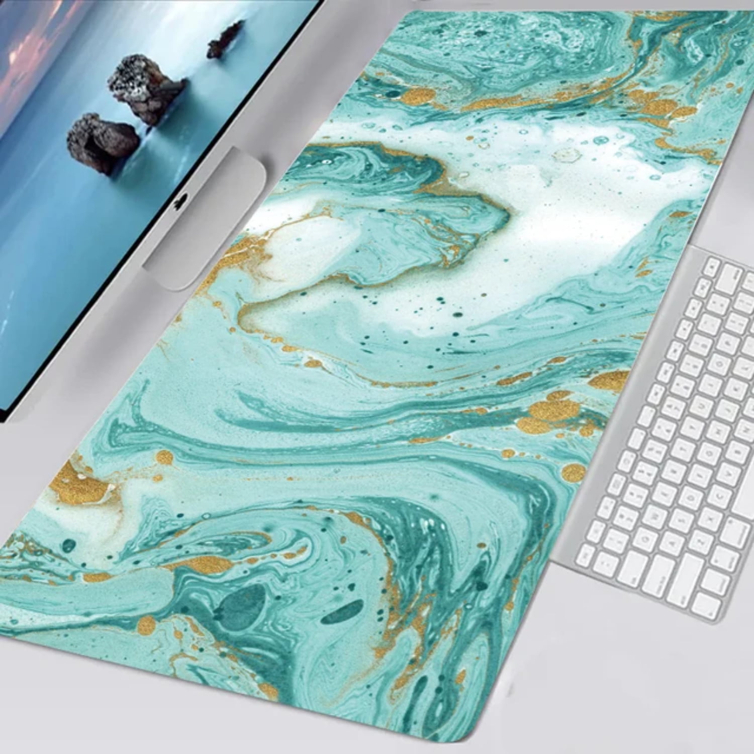 Stylish Extra Large Marble Gaming Mouse Pad - Fashionable Soft Keyboard ...