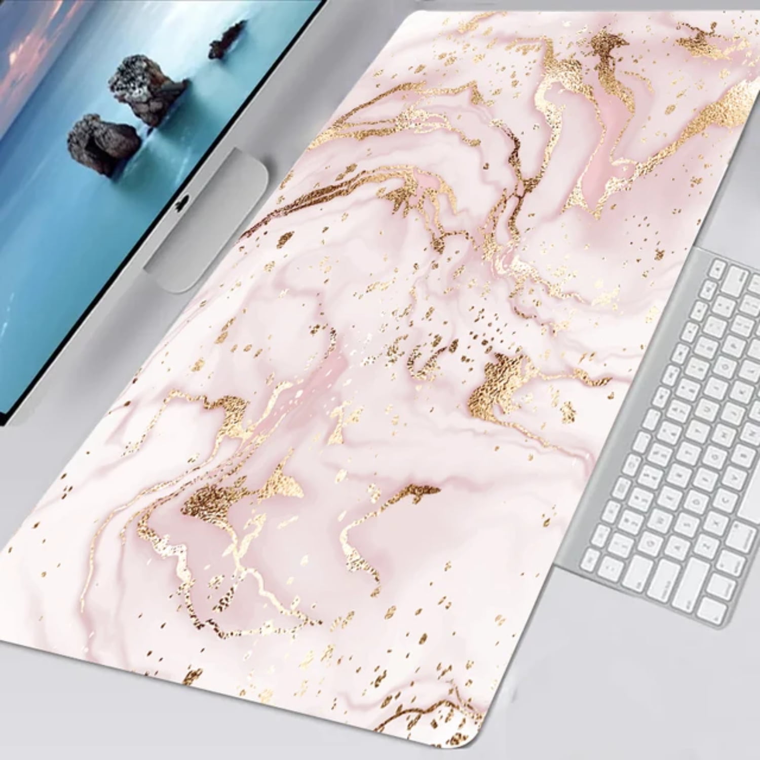 Stylish Extra Large Marble Gaming Mouse Pad - Fashionable Soft Keyboard ...