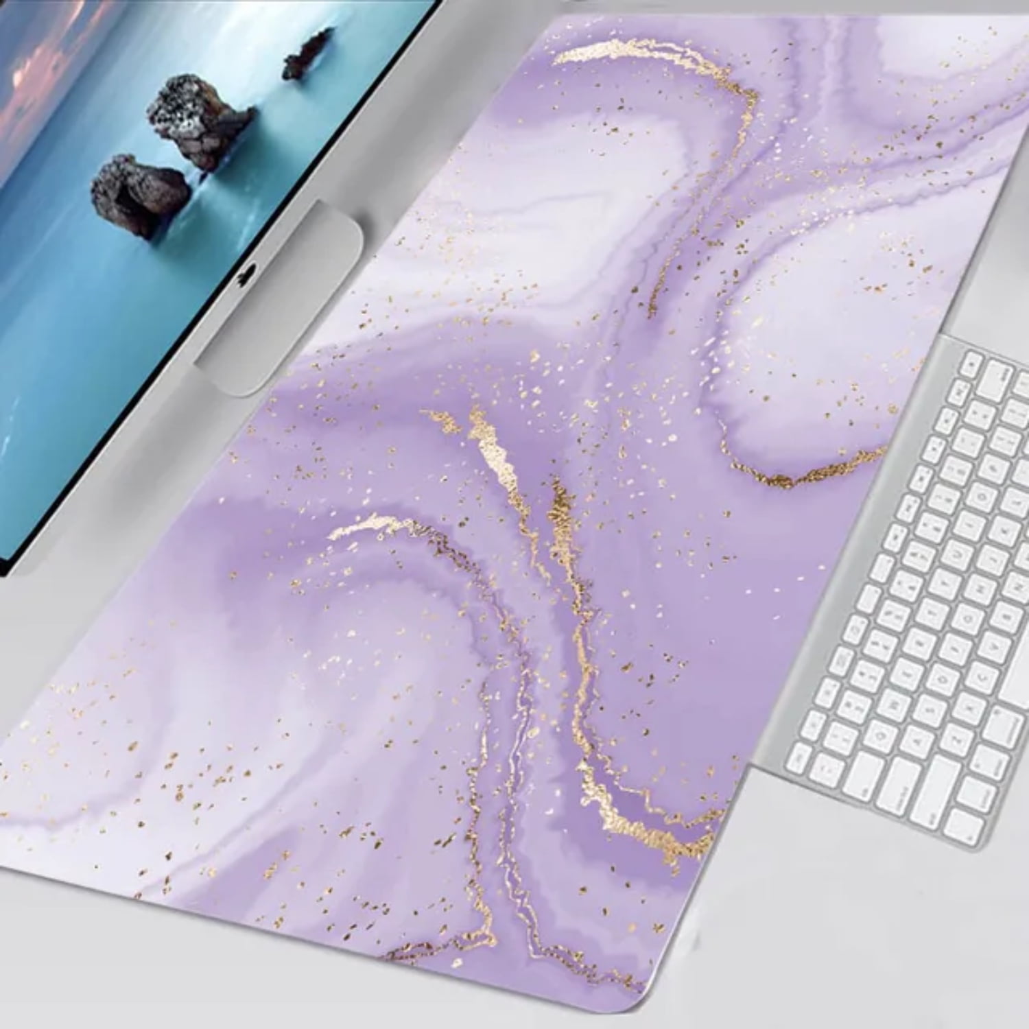 Stylish Extra Large Marble Gaming Mouse Pad - Fashionable Soft Keyboard ...