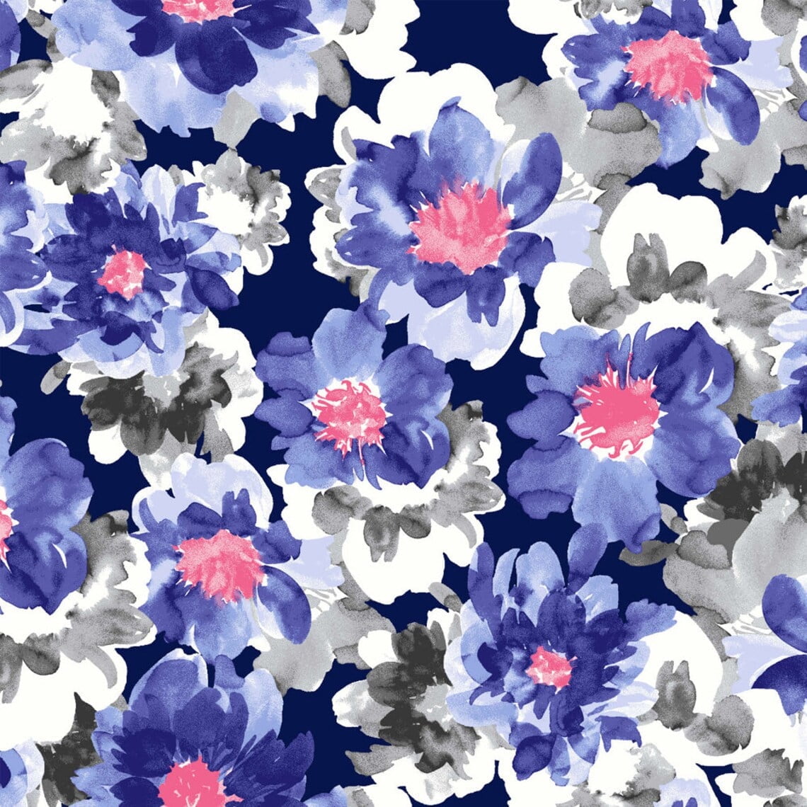Stylish Fabric 49 in Rayon Floral Flowers Rayon Crepon Fabric, 1 Yard ...
