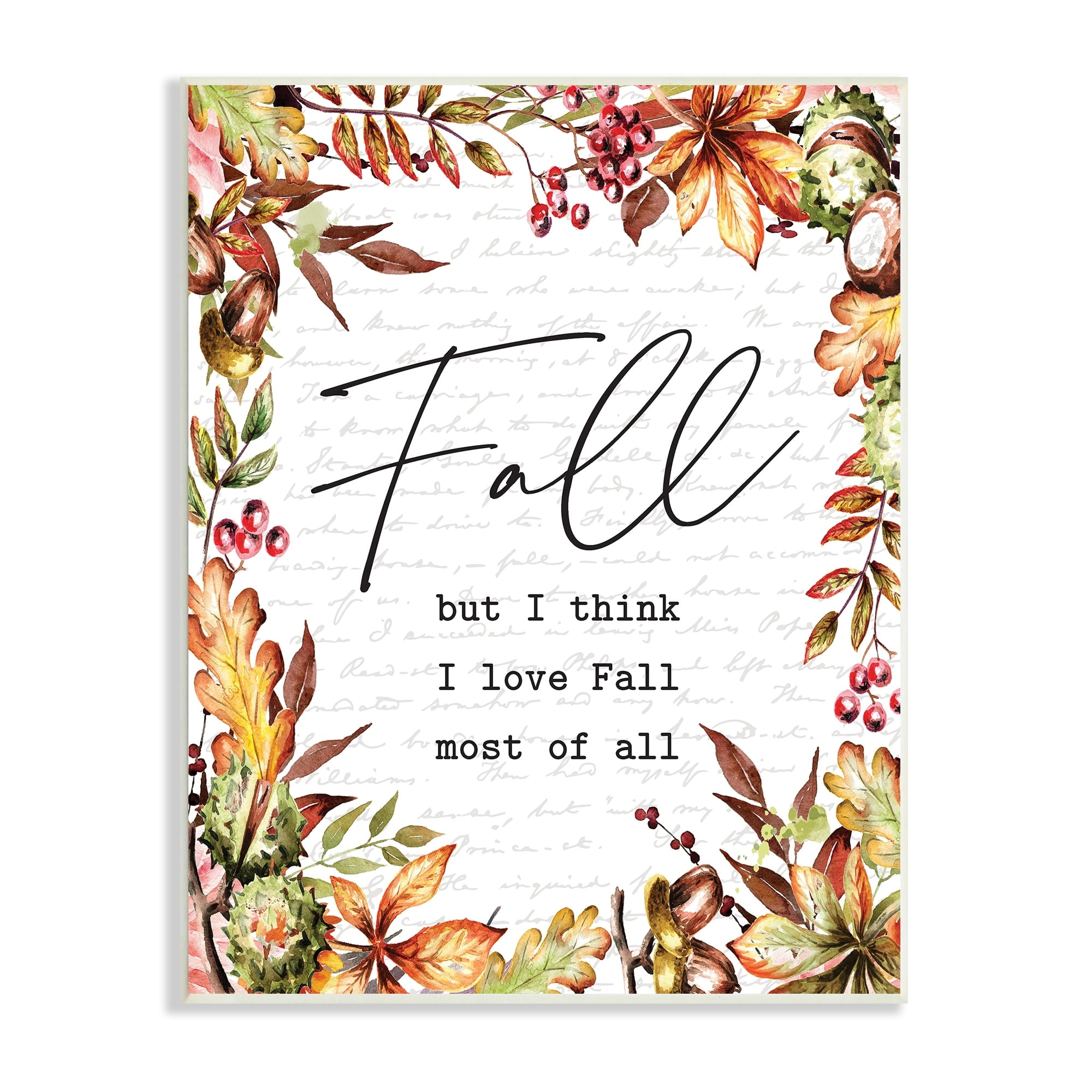 Stylish Fall Script Phrase Autumnal Foliage Plants Botanical & Floral ...