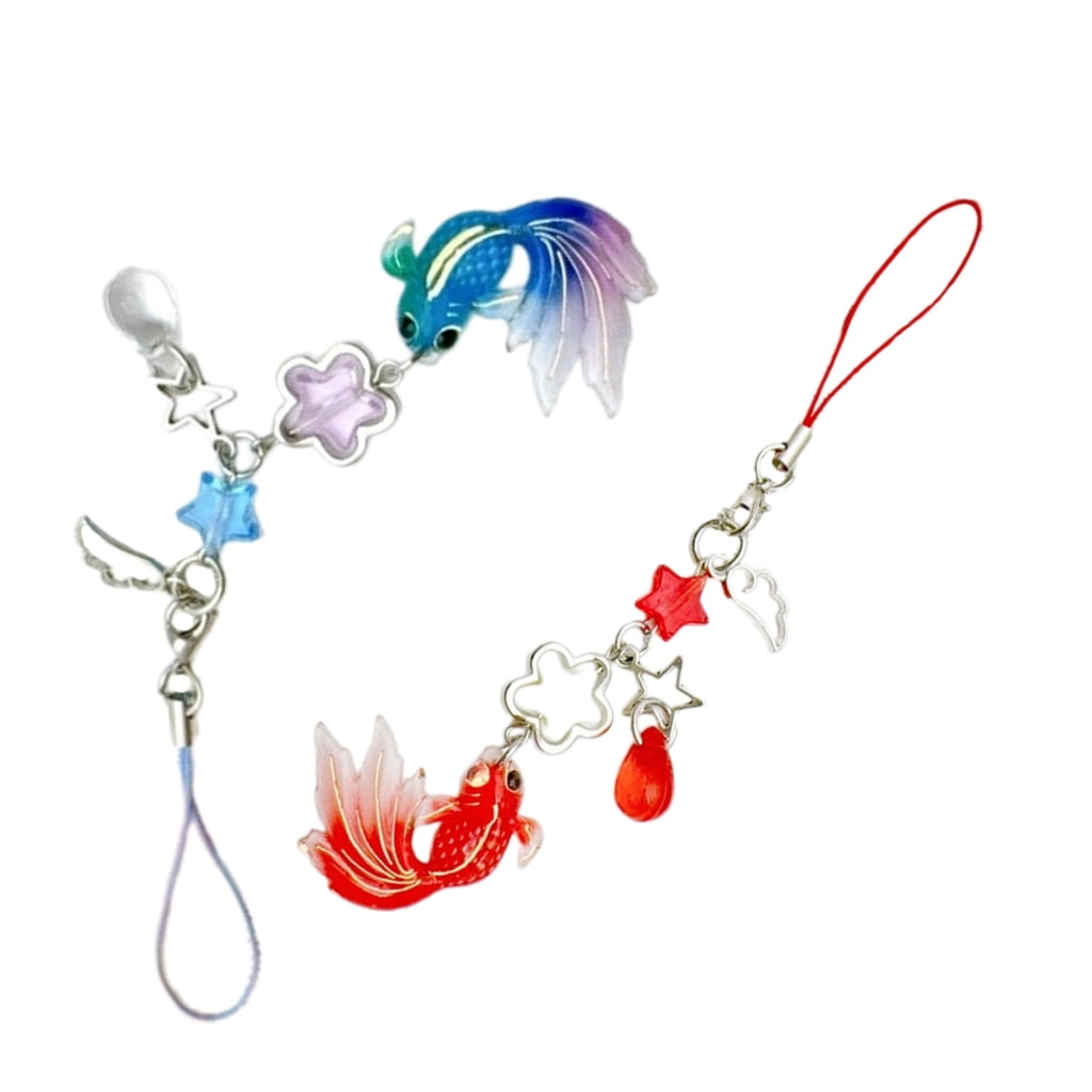 Stylish Fish Star Bead Phone Lanyard Handmade Resin Texture Stylish Car ...