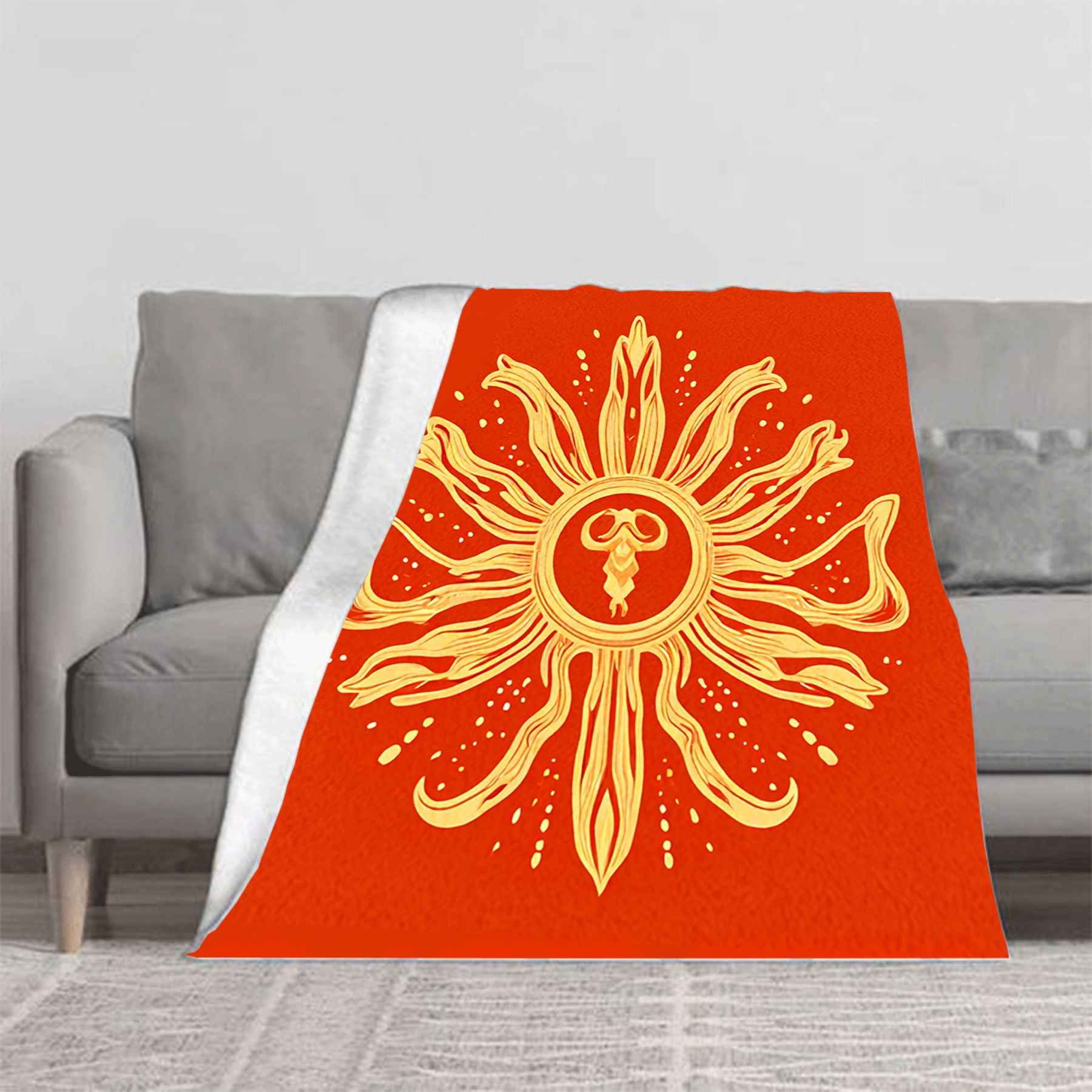 Stylish Flannel Blanket with Elegant Sun Motif - Soft Cozy and Warm for ...