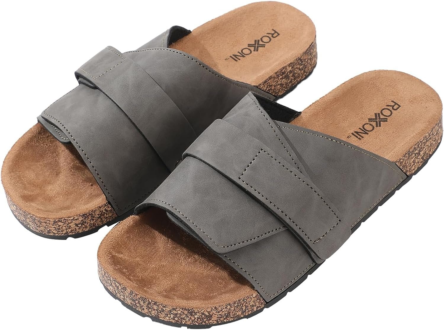 Stylish Flat Sandals for Men - Adjustable Strap, Suede Covered, Molded ...