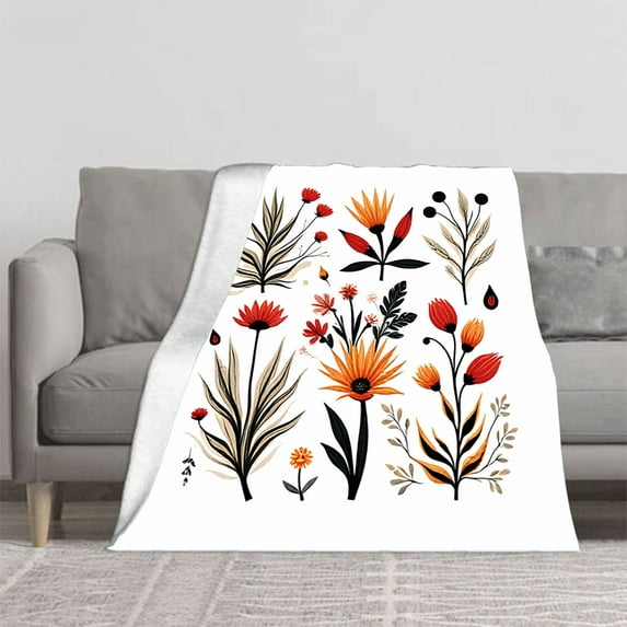 Stylish Floral Pattern Flannel Blanket - Soft Warm & Cozy for Sofa ...
