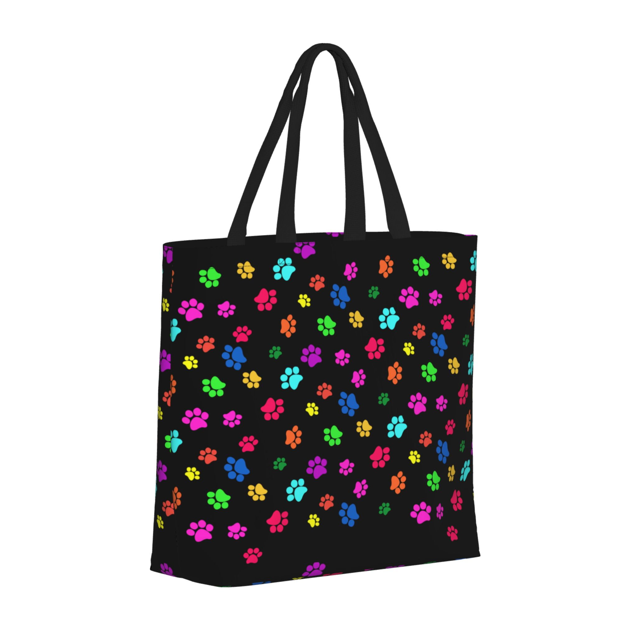 Stylish Funny Colorful Dog Cat Paw Print Extra Large Shoulder Zippered ...