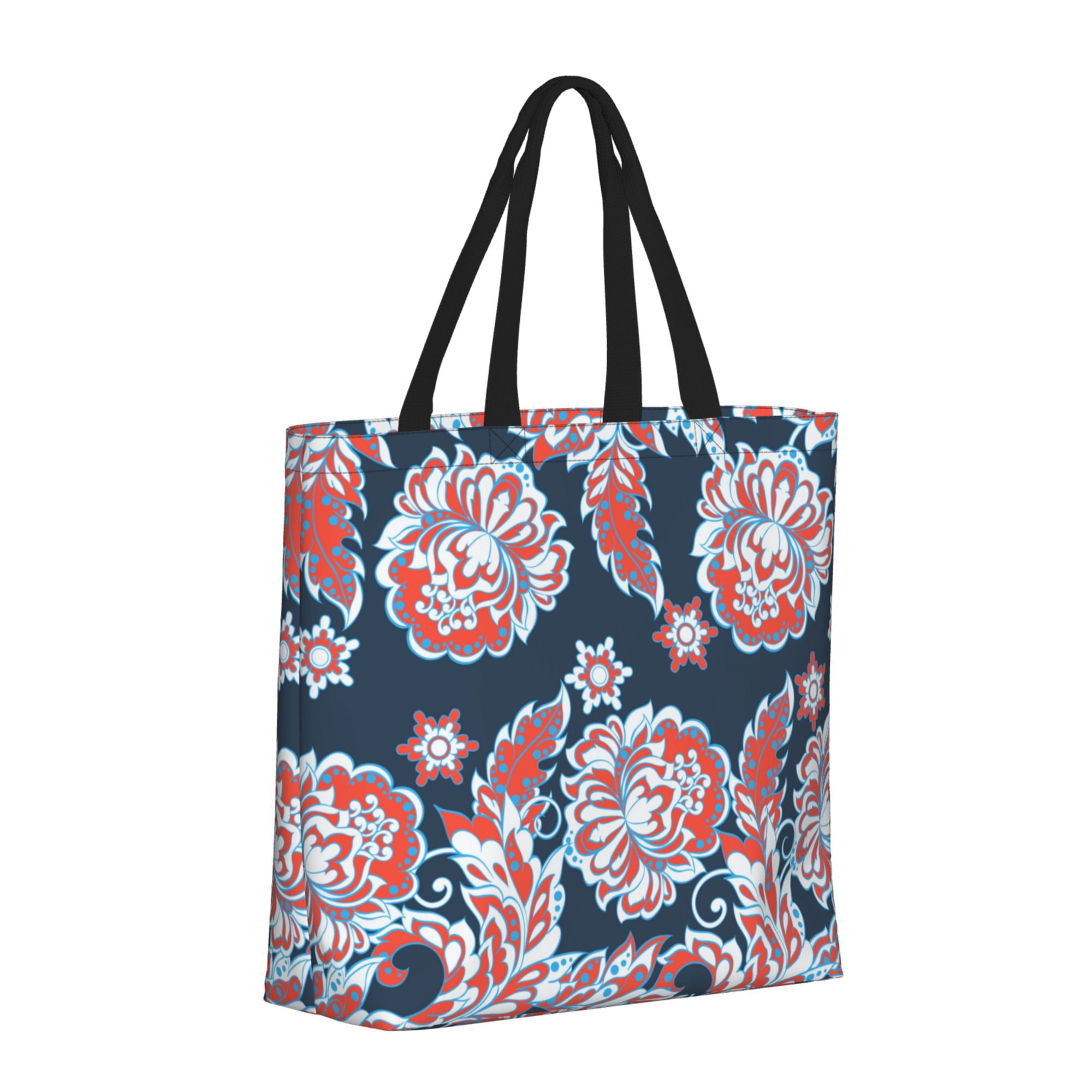 Stylish Funny Colorful Peony Pattern On Dark Blue Background Extra Large Shoulder Zippered One ...