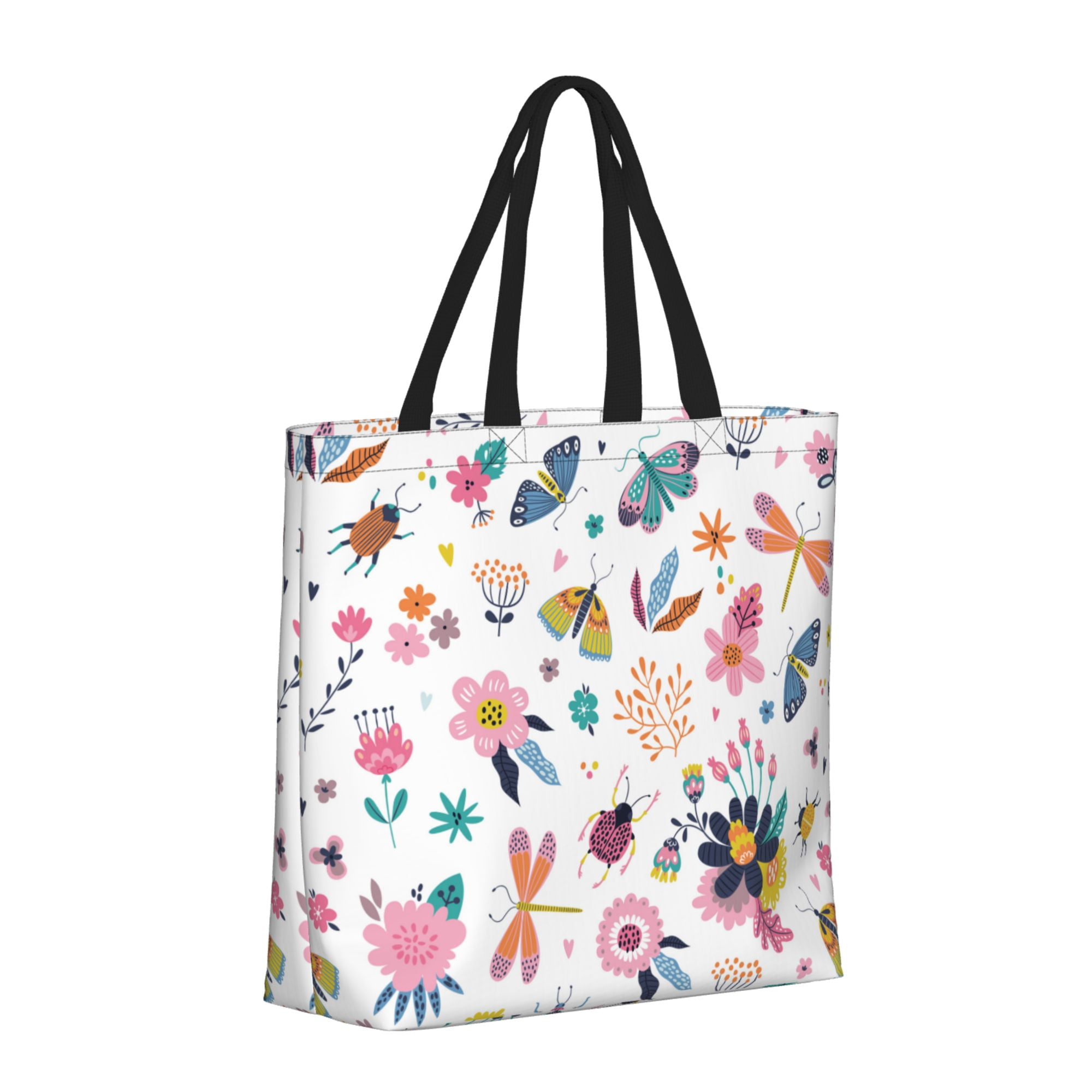 Stylish Funny Dragonfly And Butterfly Flower Pattern Extra Large Shoulder Zippered One Shoulder ...