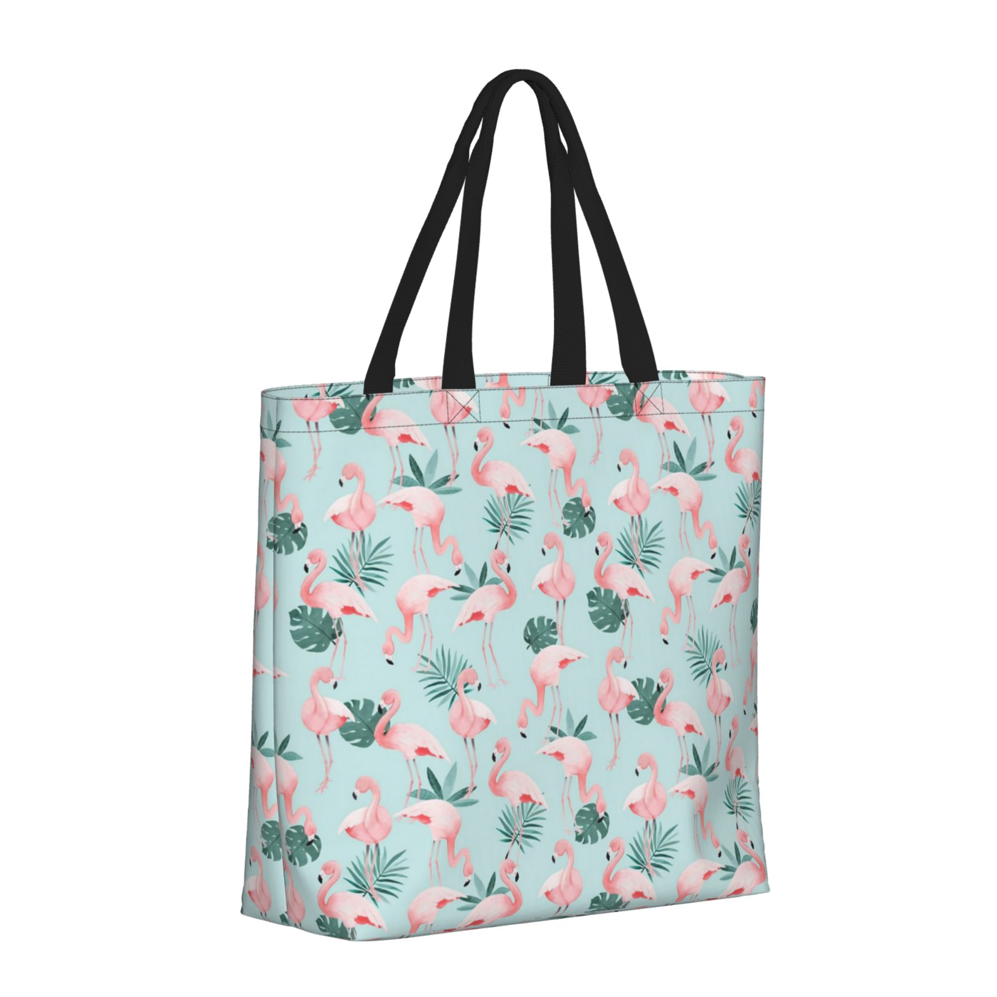 Stylish Funny Flamingo Palm Leaf Pattern Extra Large Shoulder Zippered One Shoulder Convenience ...