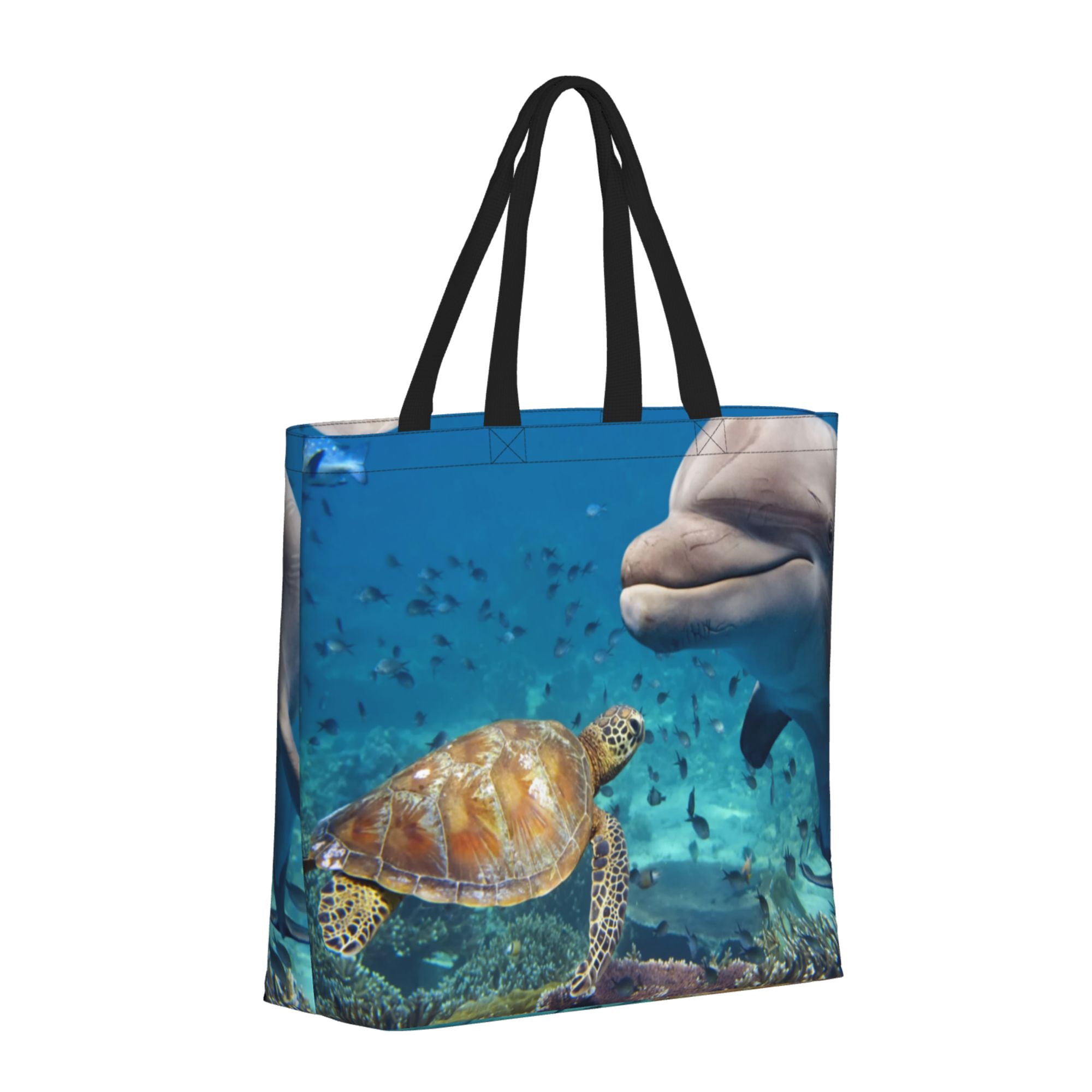 Stylish Funny Turtle And Dolphin Underwater World Landscape Extra Large ...