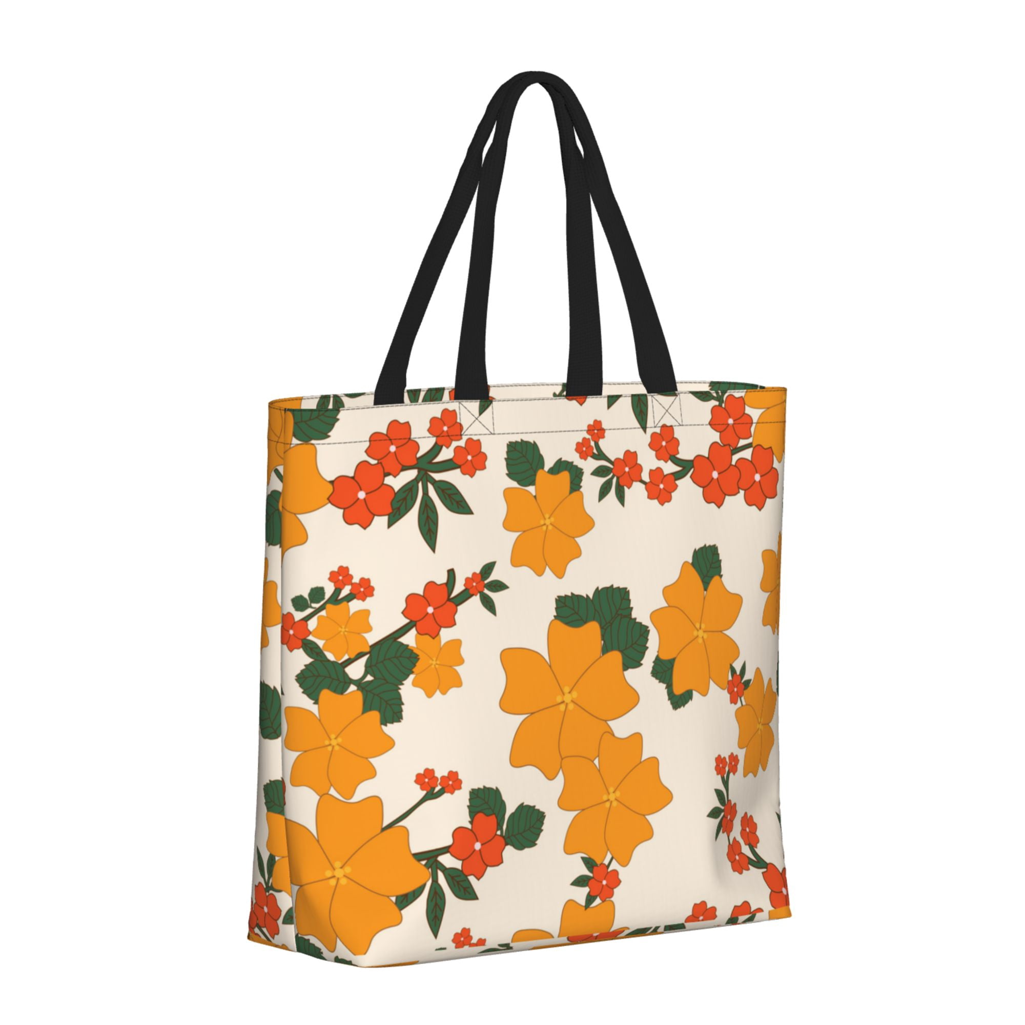 Stylish Funny Vintage Floral Wallpaper Orange Extra Large Shoulder ...