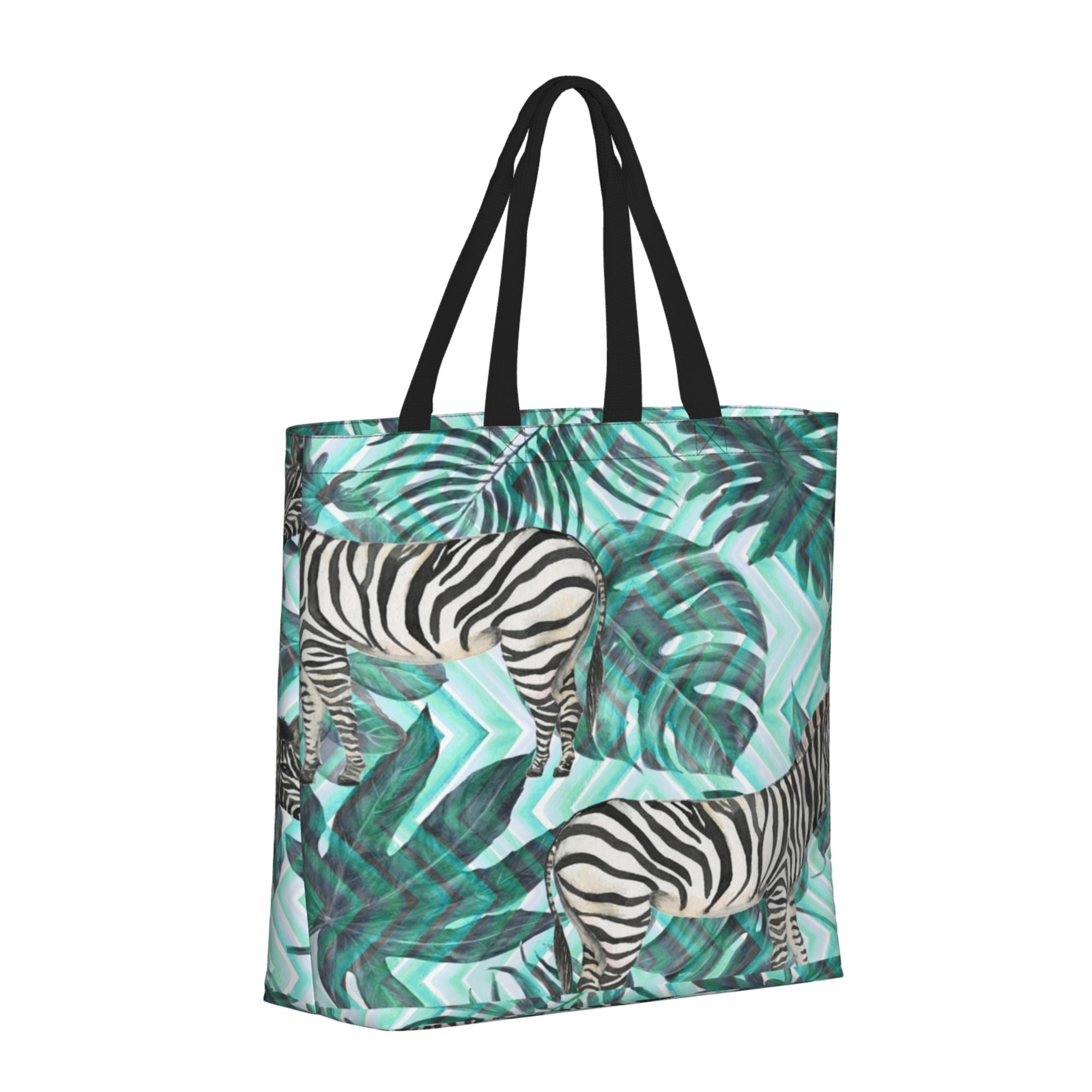 Stylish Funny Zebra And Tropical Plants Extra Large Shoulder Zippered One Shoulder Convenience ...