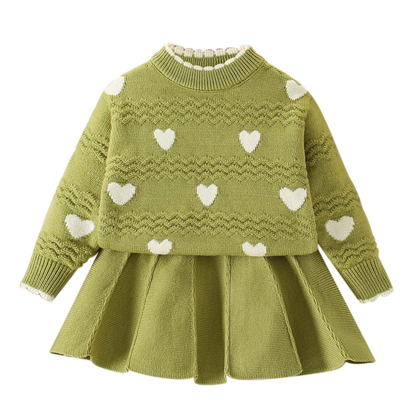 Stylish Girls Two Piece Outfit Set Cozy Long Sleeve Knit Pullover ...