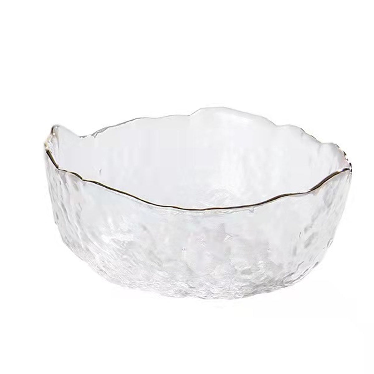 Stylish Glass Serving Bowls, Gold Edge Tempered Glass Bowls for Hot Or ...