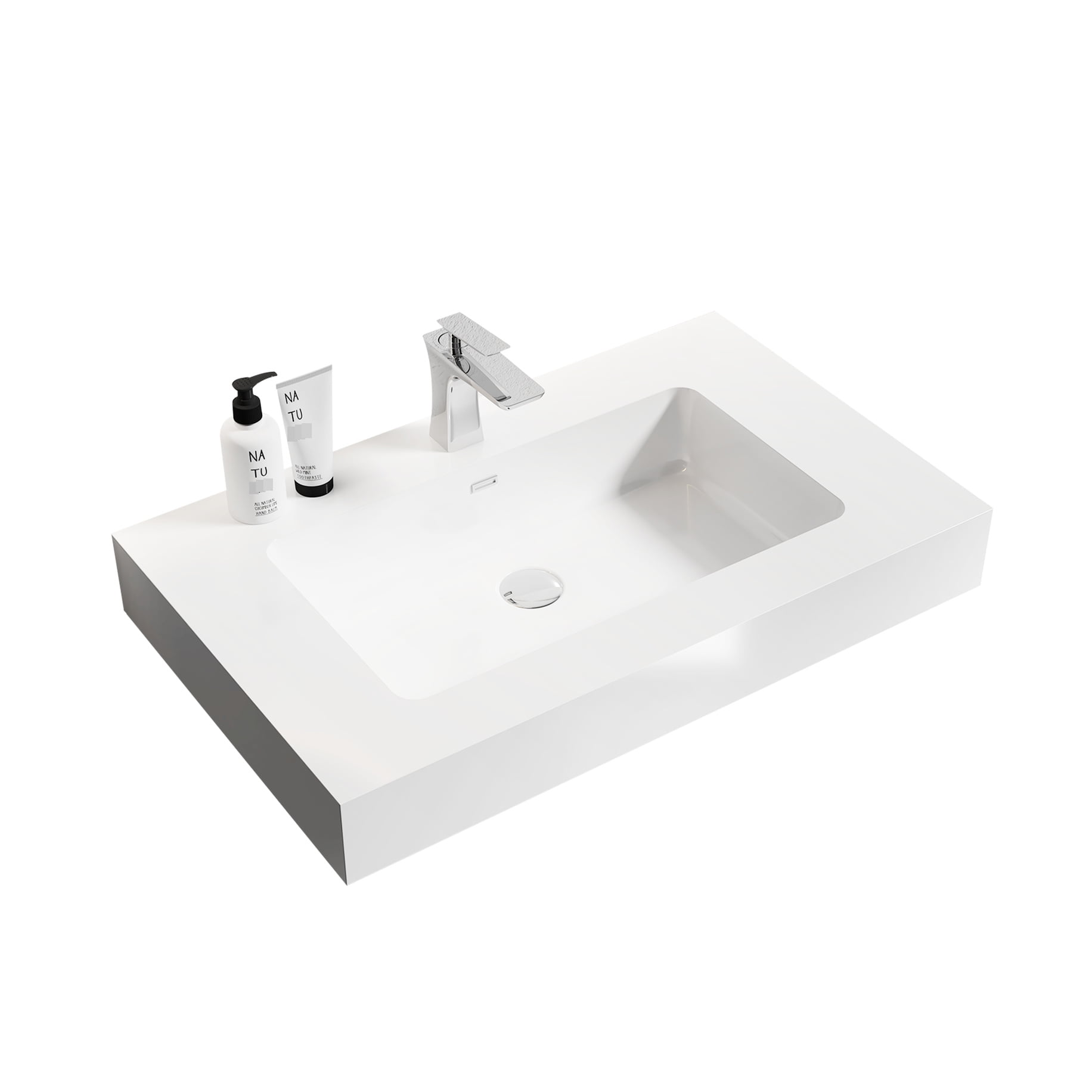 Stylish Glossy White Integrated Solid Surface Basin - Making Bathrooms ...