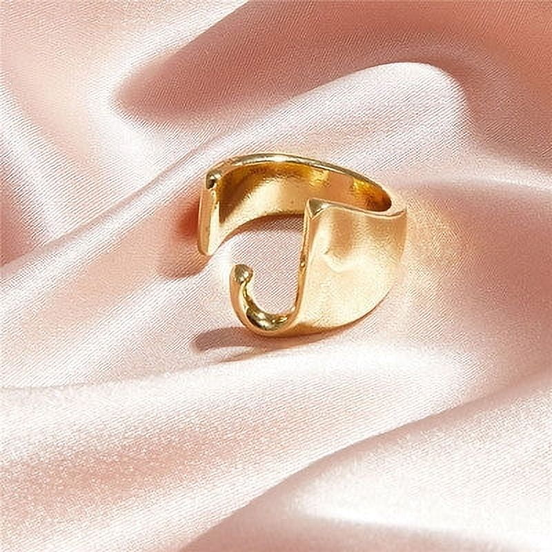 Gold Alloy Letter Ring for Women Initial Alphabet Index Finger Ring ...