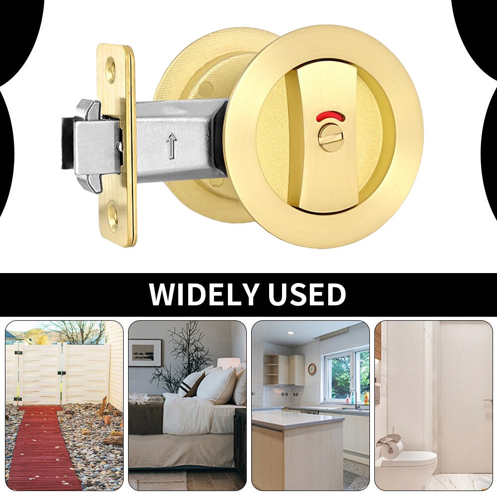 Stylish Gold Flush Pocket Door Lock with Privacy Indicator Contemporary ...
