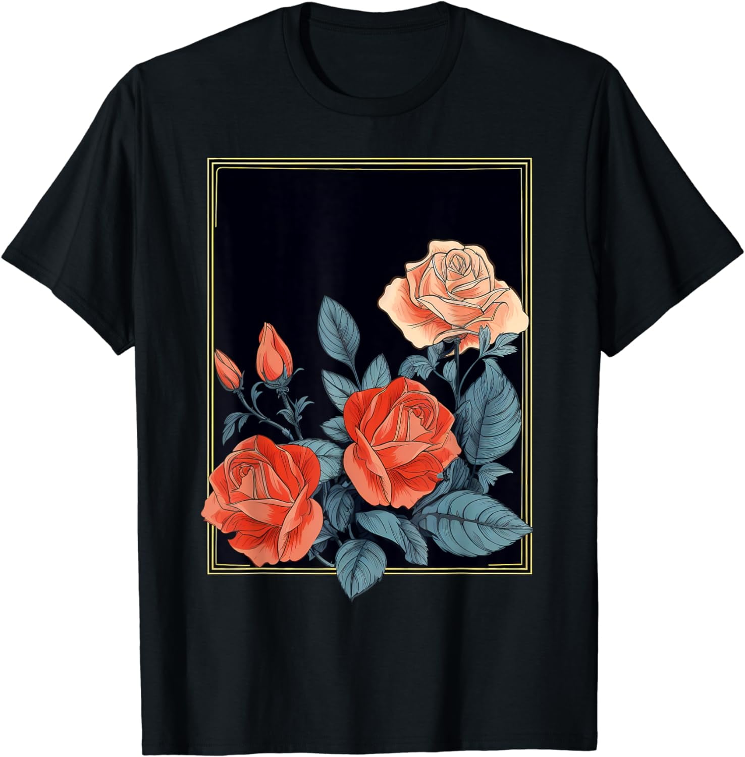 Stylish Graphic Summer Red Rose T-Shirt - Walmart.com