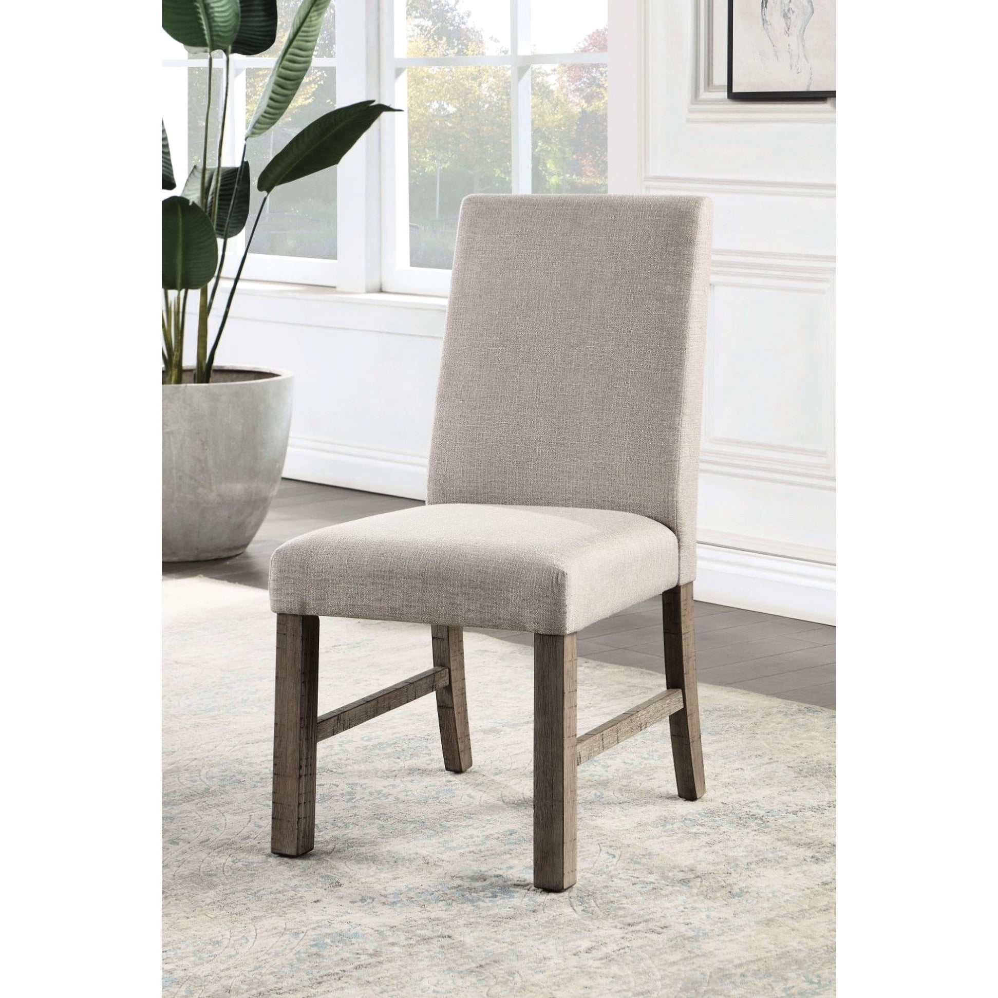 Stylish Gray Dining Chairs With Upholstered Supports And Solid Wood ...