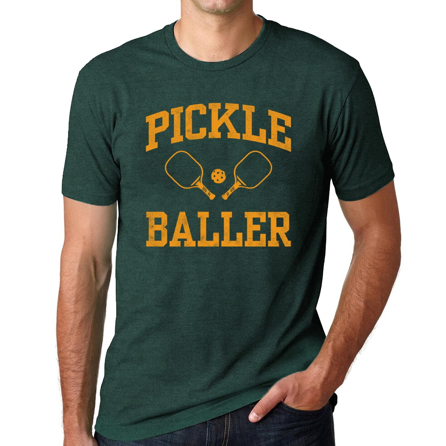 Stylish Green Pickleball T-Shirt for Paddleball Lovers - 'PICKLE BALLER ...