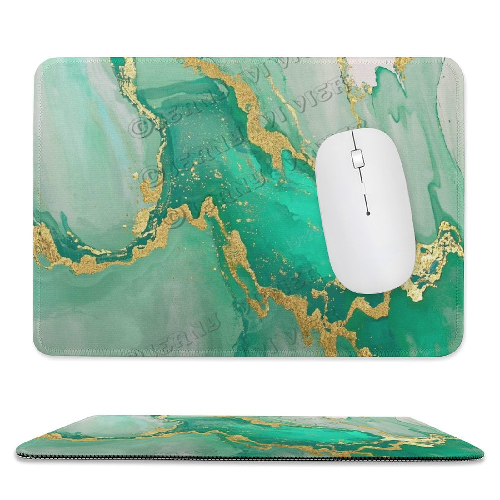 Stylish Green and Gold Marble Mouse Mat, 8x10 Inches, Perfect for Home ...