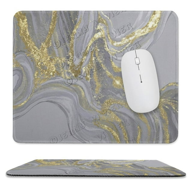 Stylish Grey and Gold Marble Mouse Mat, 10x12 Inches, Unique Pattern ...