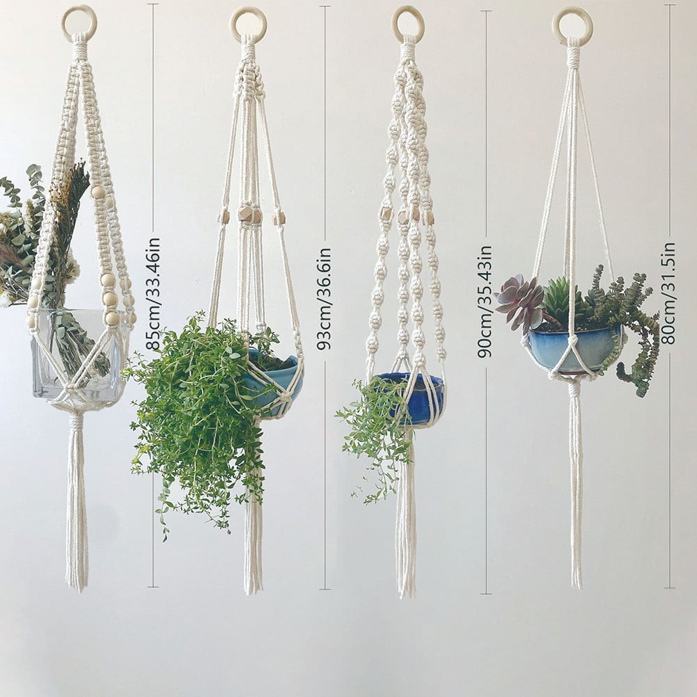 Stylish Hand-Woven Flower Pot Hanging Basket Net Bag Hanging Plant ...