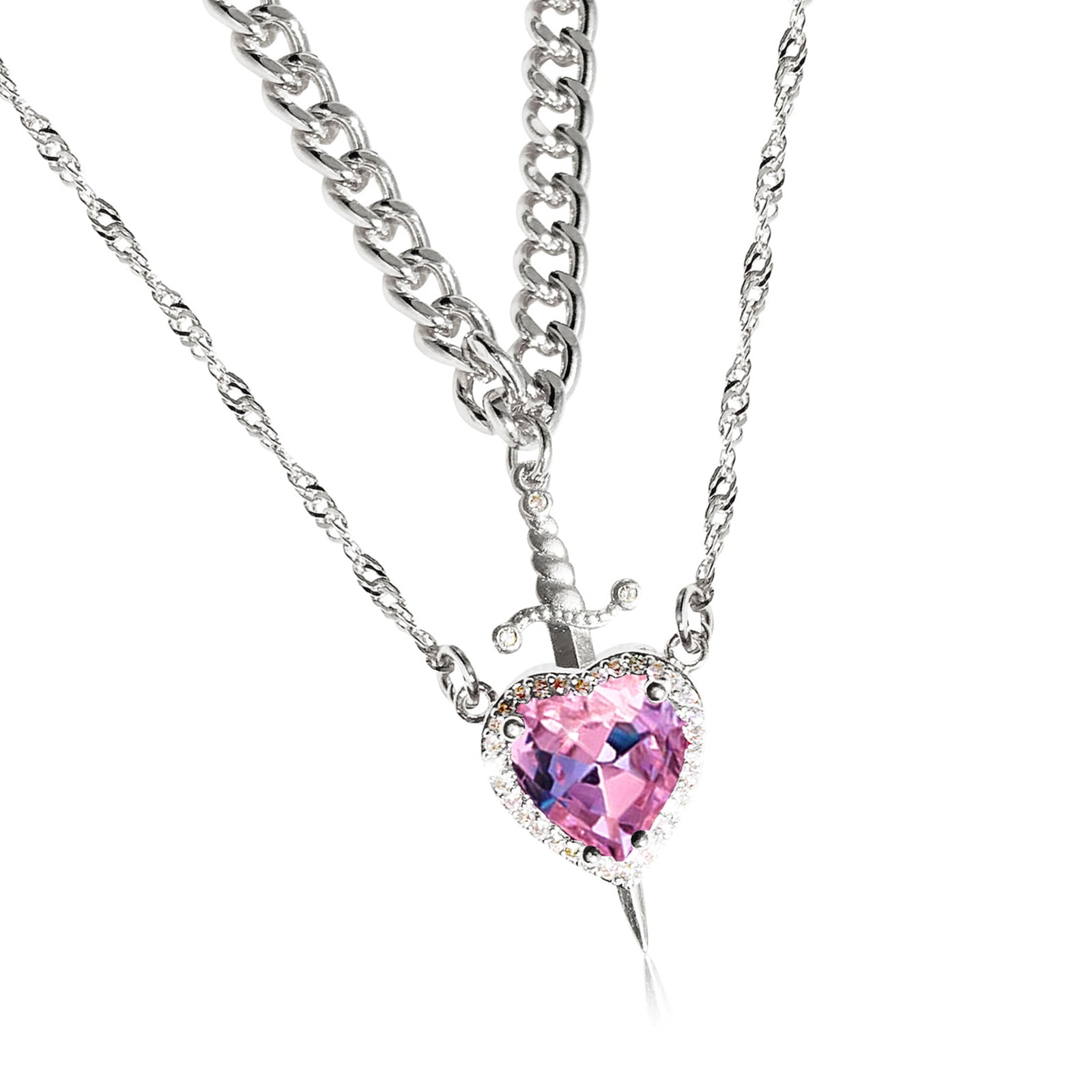 Stylish Heart Swords Couple Necklace Adjustable Length Neckchain ...