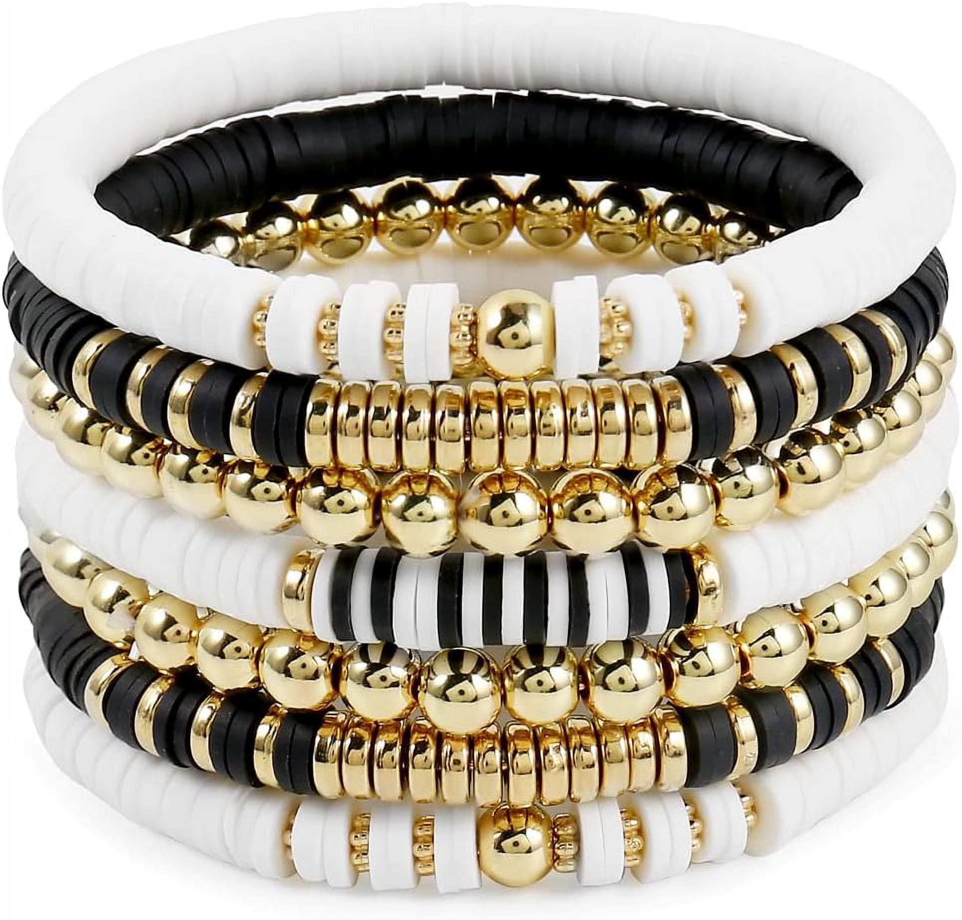 Stylish Heishi Beaded Bracelets for Women - Polymer Clay Boho Stackable ...