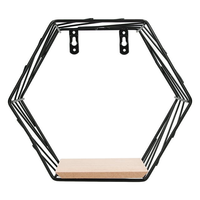 Stylish Hexagonal Floating Shelf Wall Mounted Floating Display Rack for ...