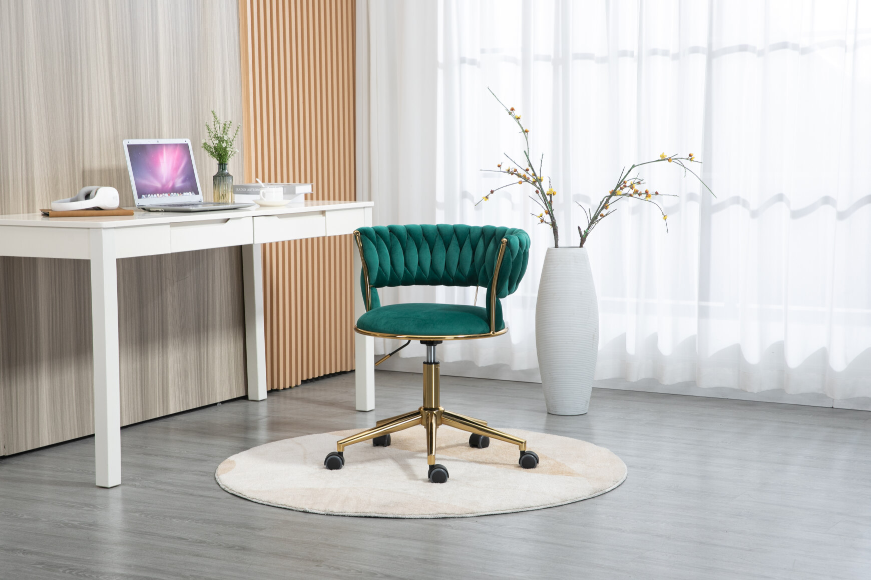 Stylish Home Chair, Movable Makeup Chair with 360° Turning Seat, Height ...
