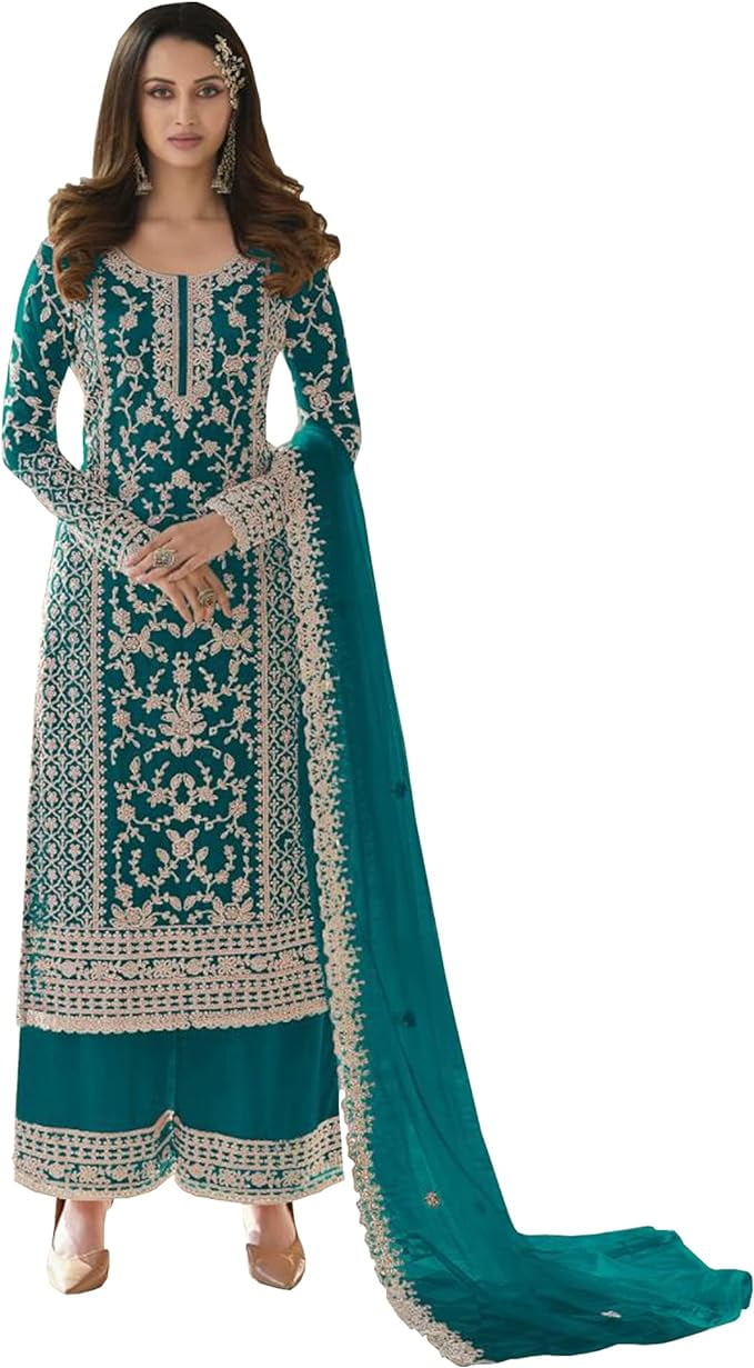 Stylish Indian Pakistani Designer Shalwar Kameez Outfits Sewn Plazzo ...