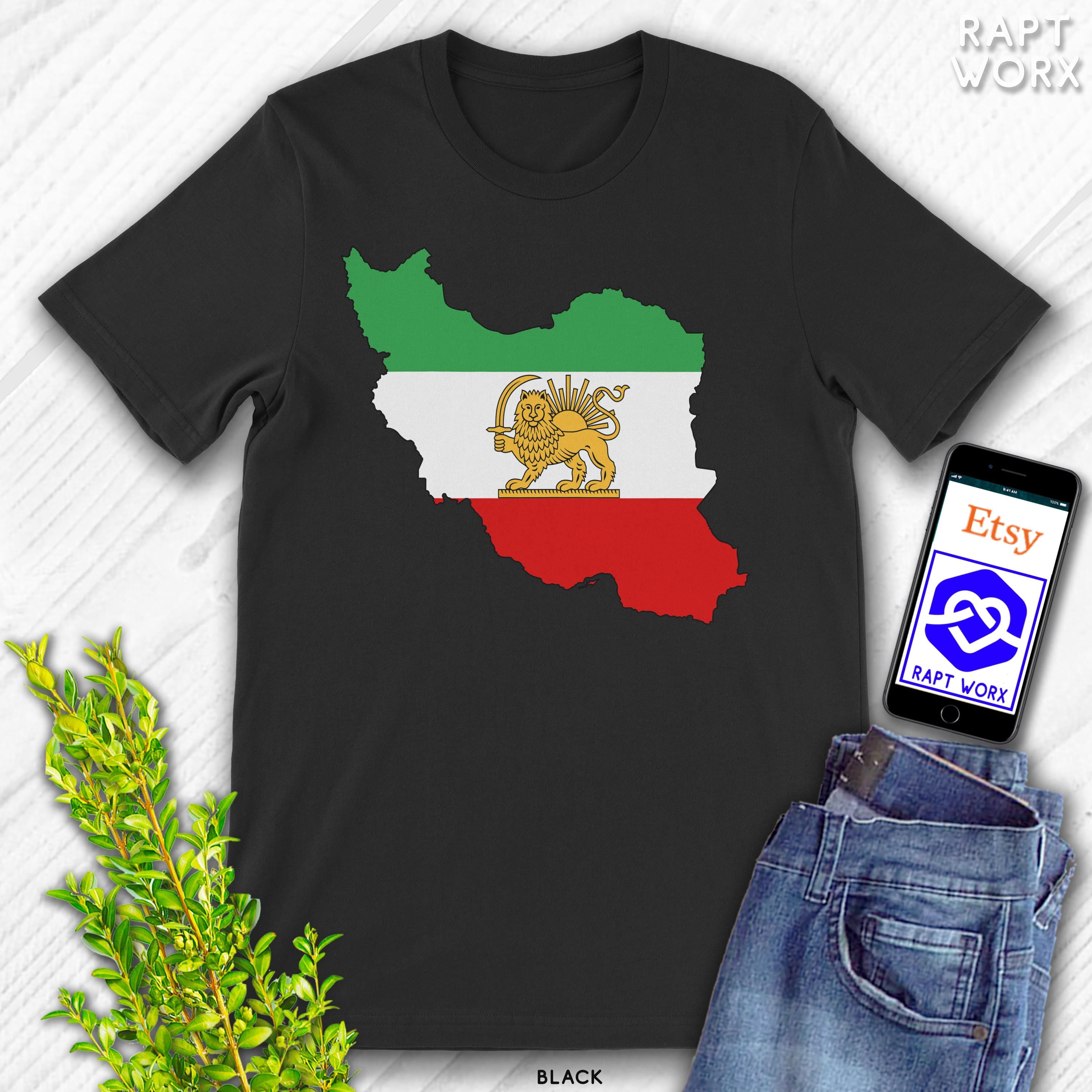 Stylish Iran Map T-Shirt with Lion and Sun Emblem | Comfort Colors ...