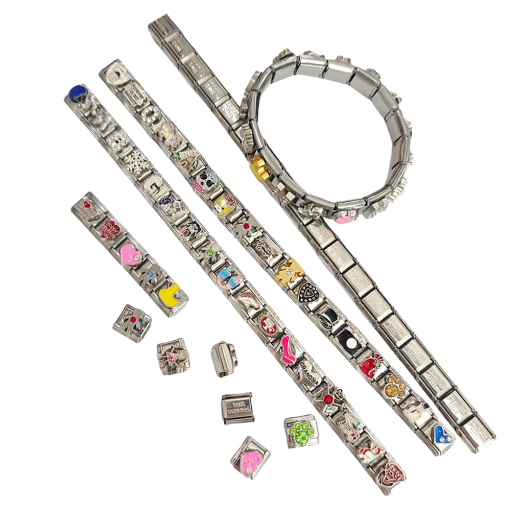 Stylish Italian Charm Bracelet Set Stainless Steel Modular Links for ...