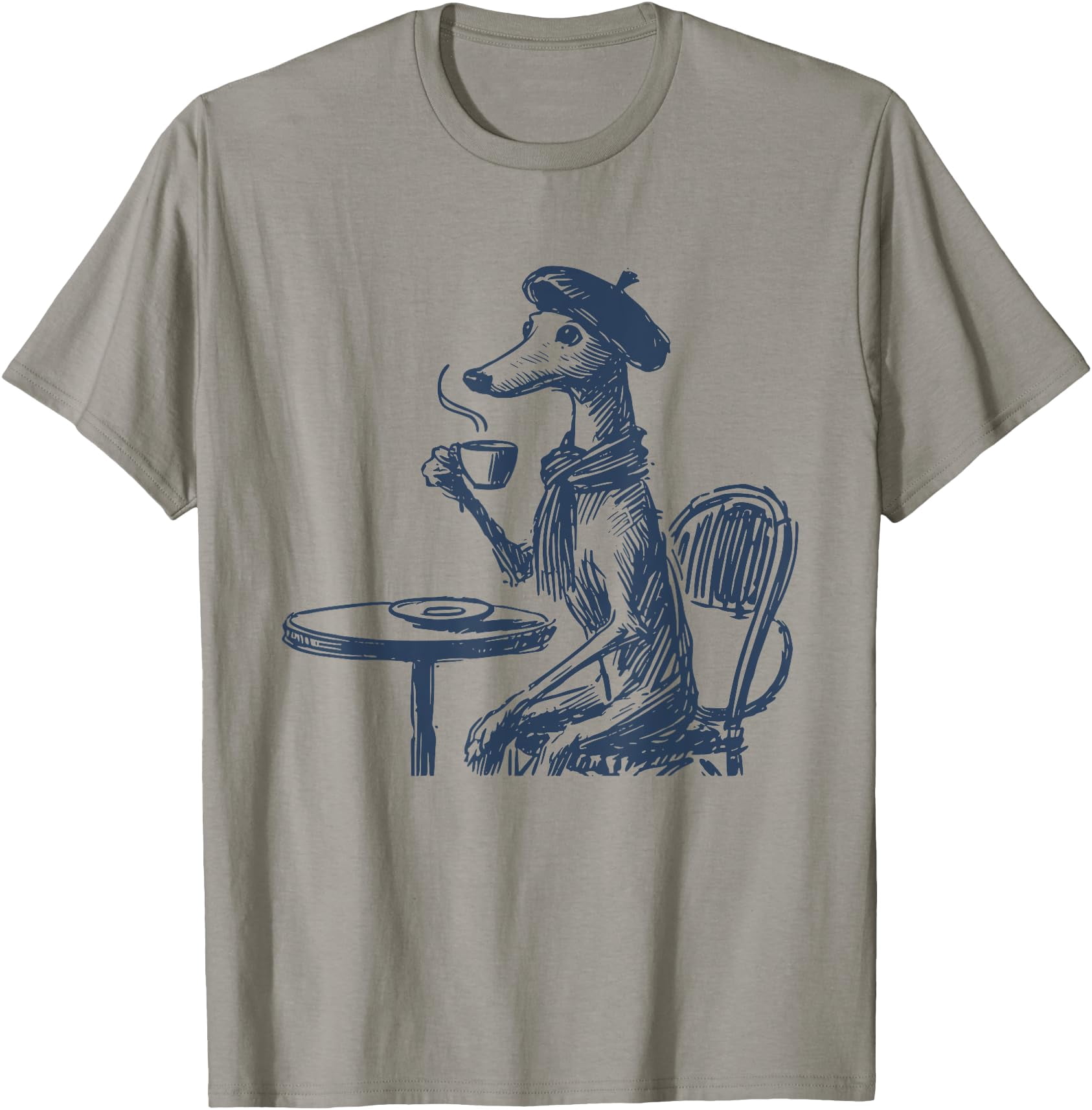 Stylish Italian Greyhound Whippet Iggy Paris Cafe Dog Beret Coffee T ...