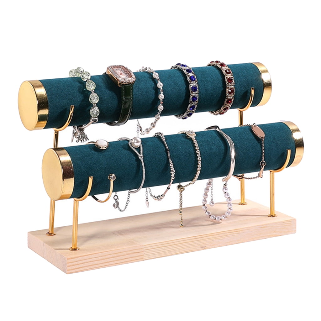 Stylish Jewelry Holder with Wood Base Detachable Tiered Rack for ...
