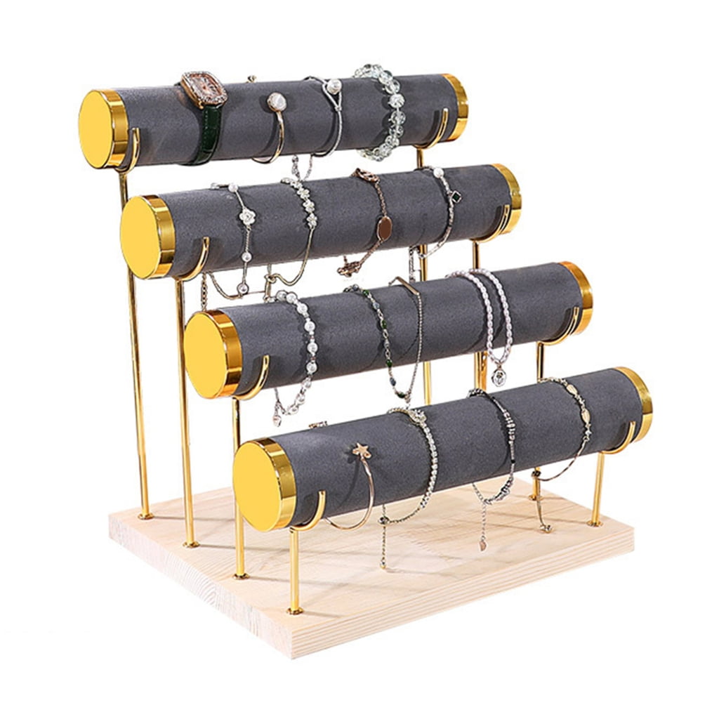 Stylish Jewelry Holder with Wood Base Detachable Tiered Rack for ...