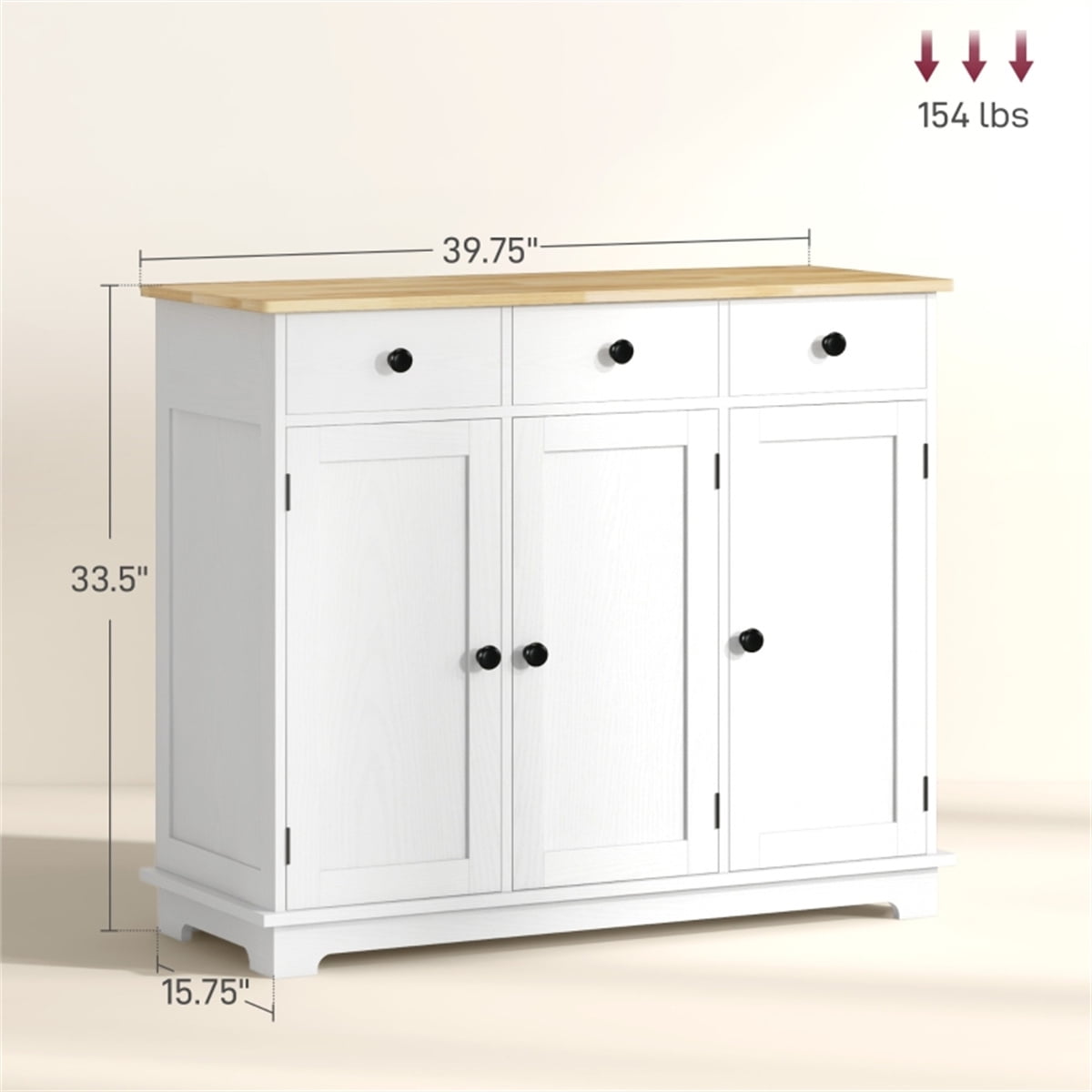 Stylish Kitchen Storage Cabinet with Adjustable Shelves, Ample Space ...