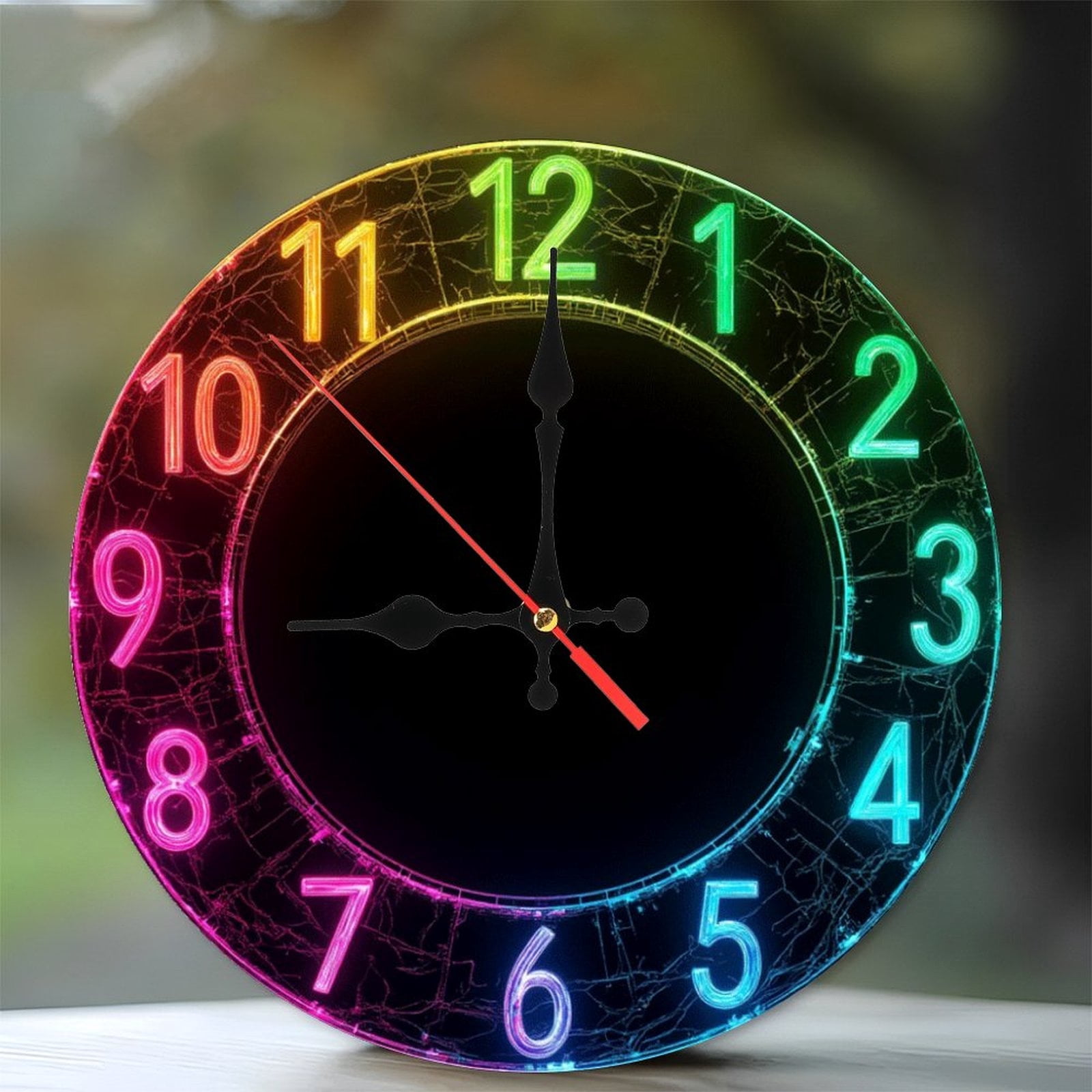 Stylish LED Neon Wall Clock for Home Decor And Office 12-Inch Silent ...