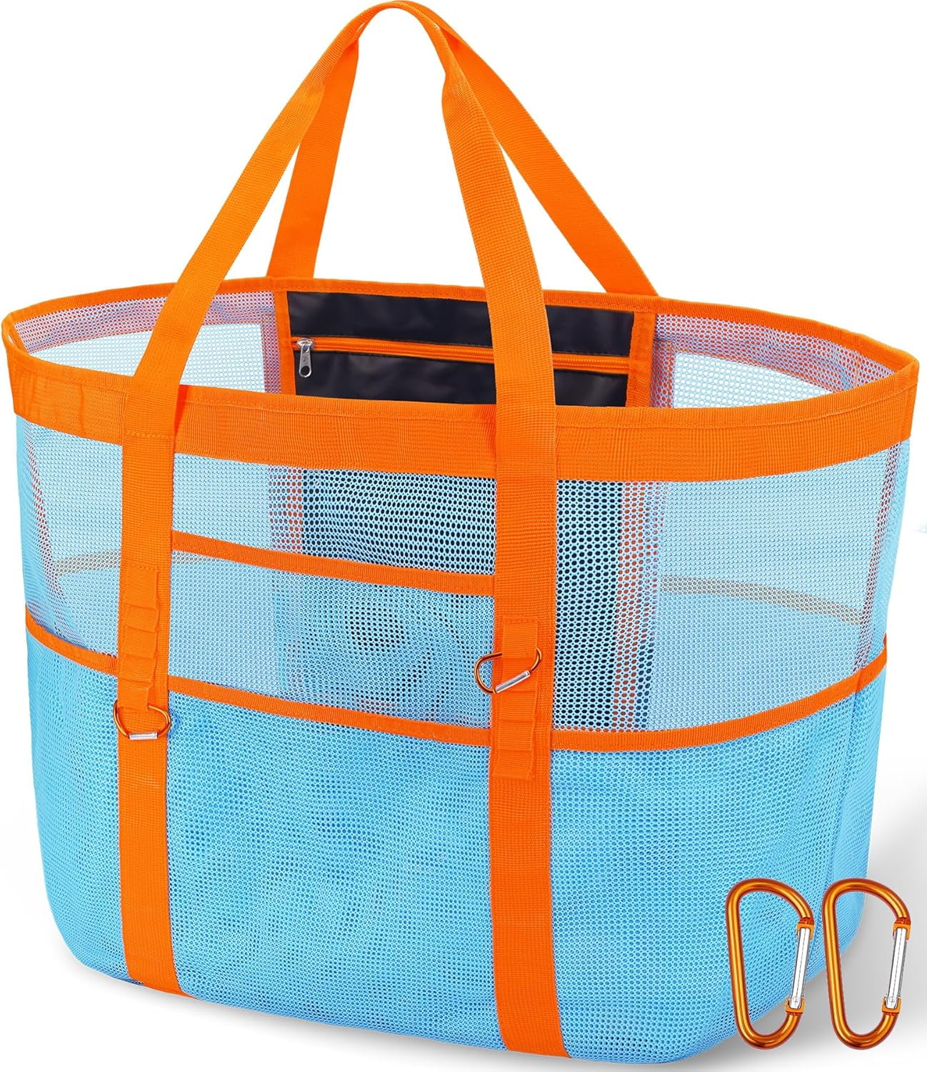 Stylish Large Beach Bag for Women – 12 Pockets, Waterproof Mesh ...