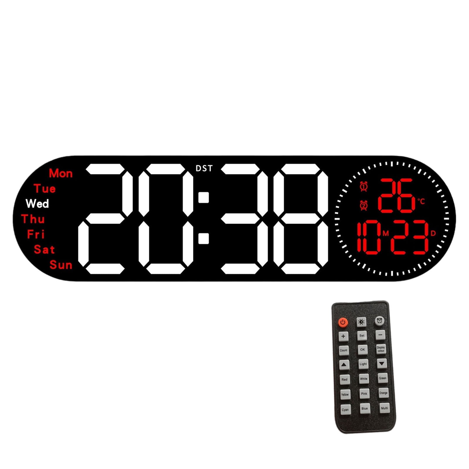 Stylish Large LED Wall Clock with Remote Control Easy to Read Display ...