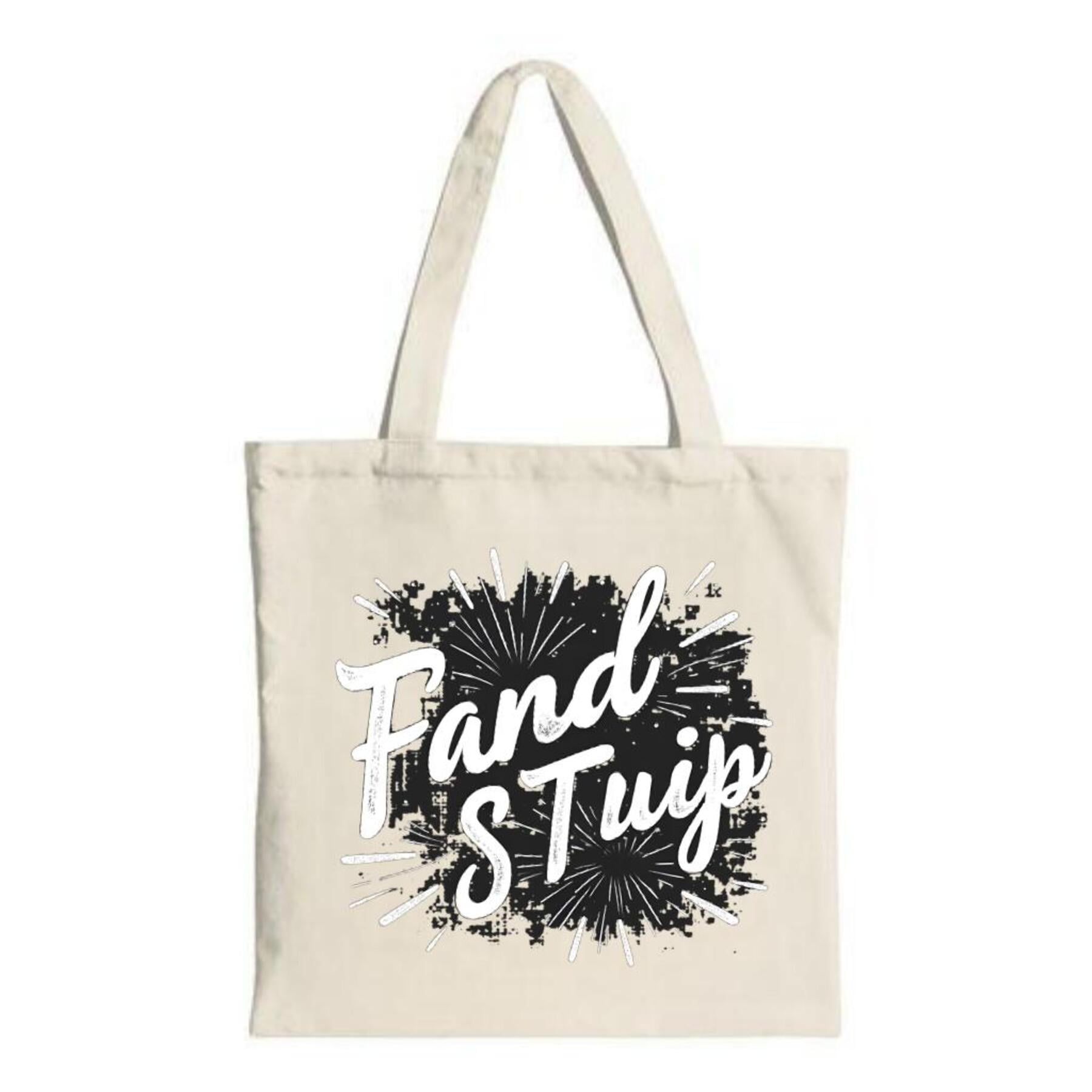 Stylish Light Beige Canvas Tote Bag with ' Fand Stuß ' Text and Bold ...