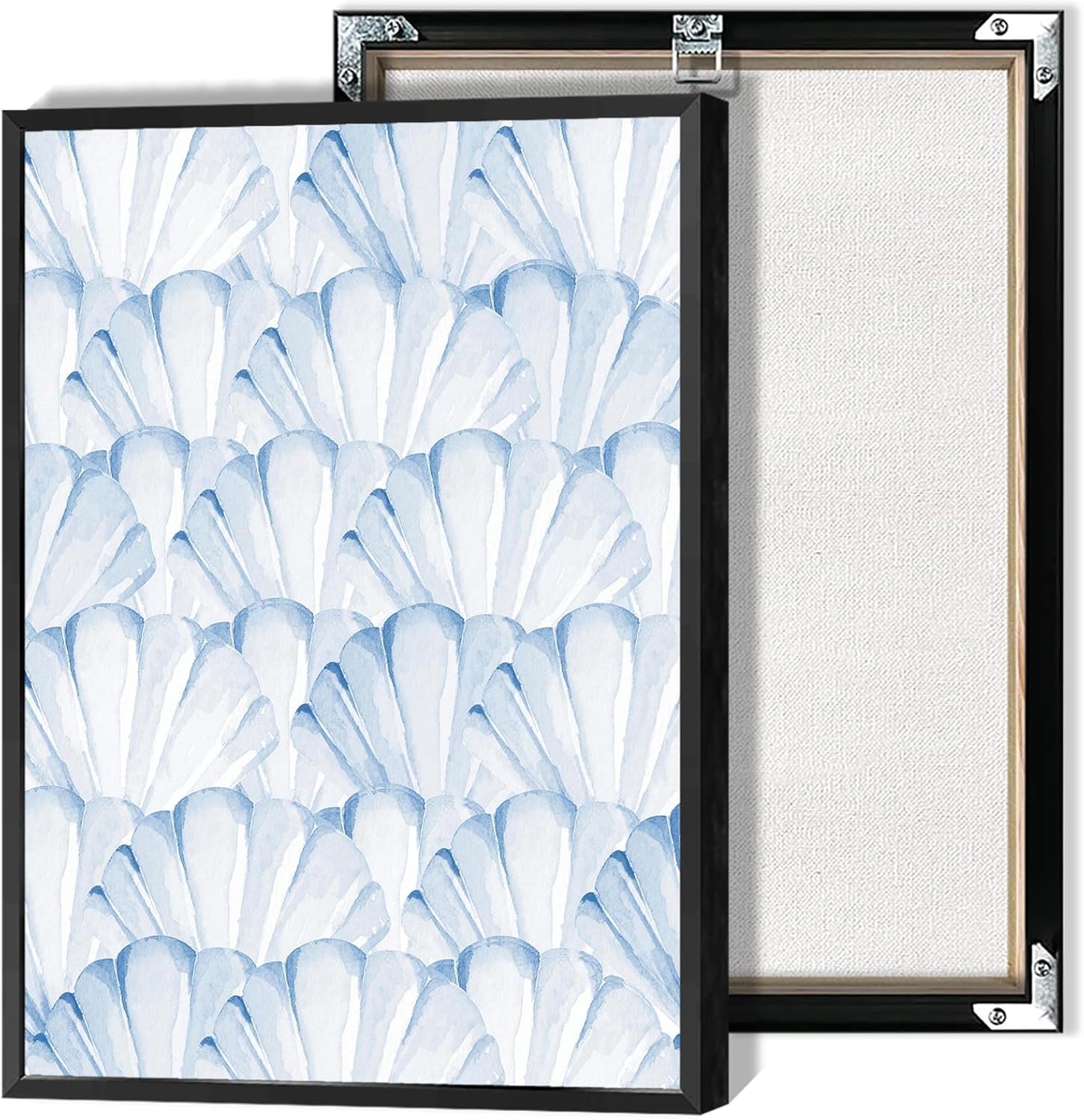 Stylish Light Blue Seashell Canvas Art, Abstract Ocean-Inspired Posters ...