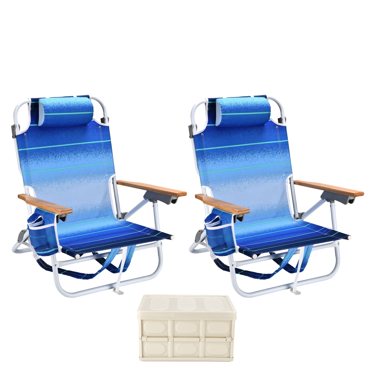 Stylish Lightweight Folding Beach Chairs for Adults: Set of 2 Portable ...