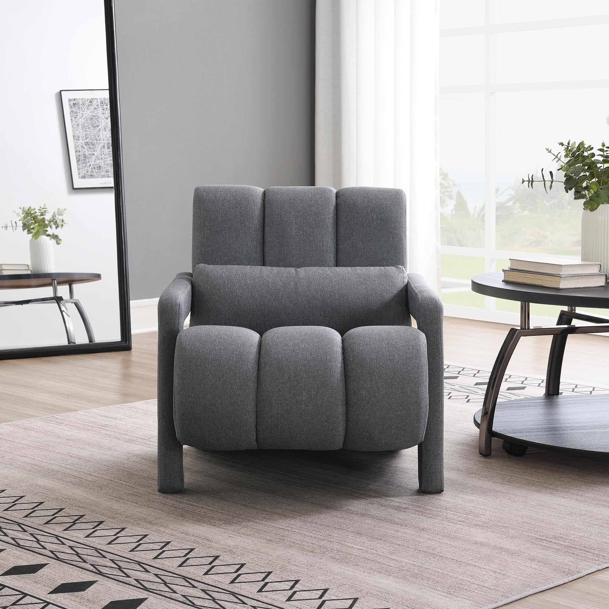 Stylish Linen Fabric Accent Chair, High-Density Foam Padding, Perfect ...