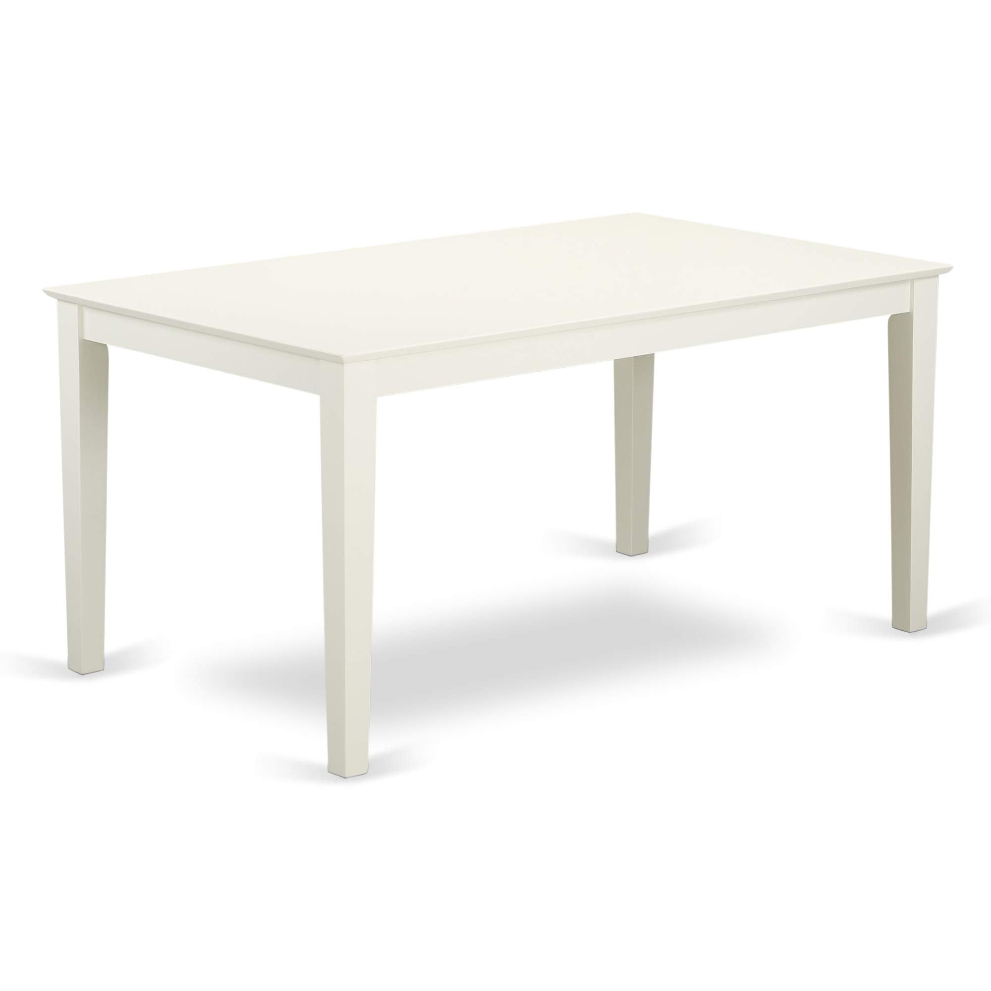 Stylish Linen White Finish Dining Table Set with Solid Wood Chairs ...