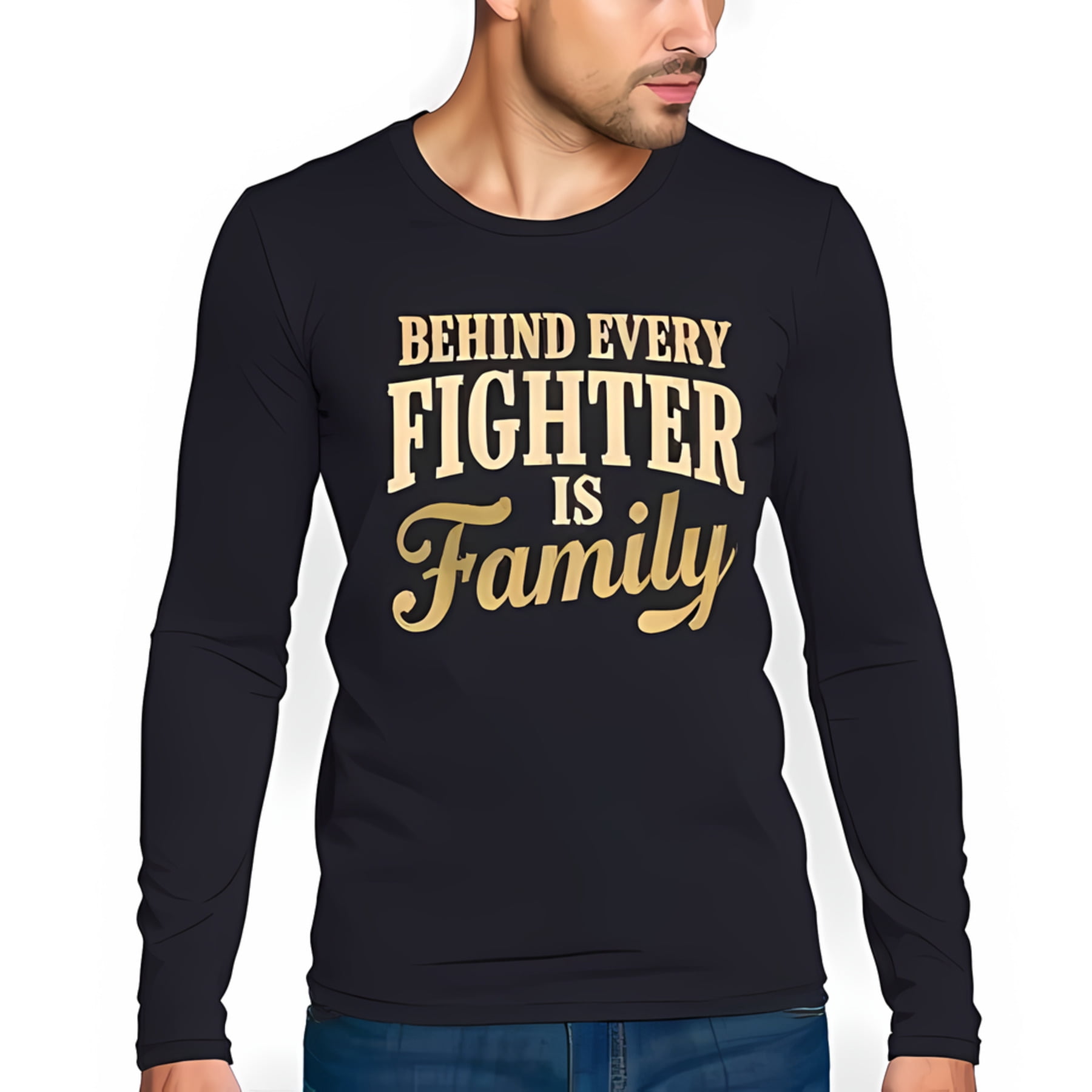 Stylish Long Sleeve Black T-Shirt with Bold Golden Text: " Every ...