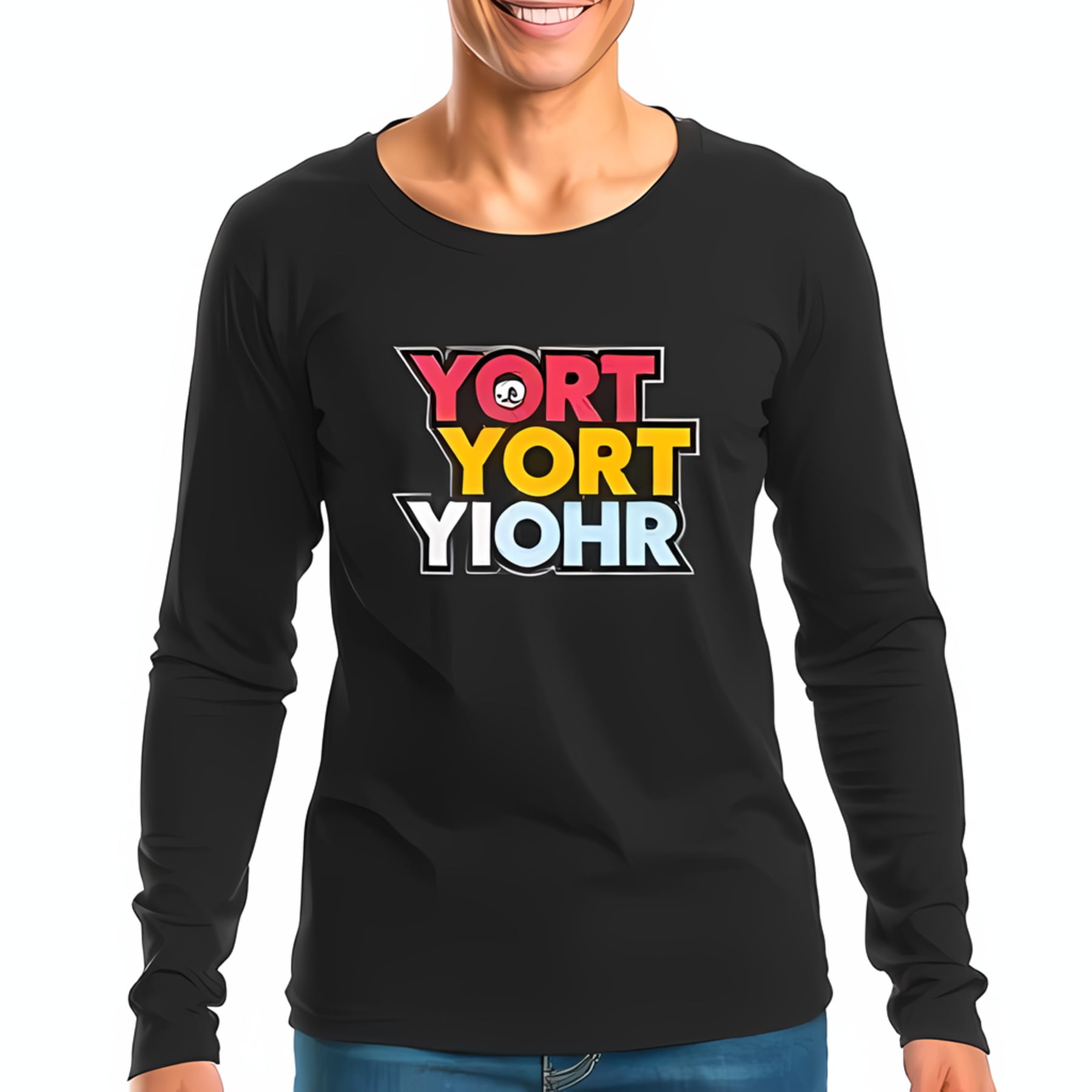 Stylish Long Sleeve T-Shirt for Men - Bold Graphic Design with 'YORT ...
