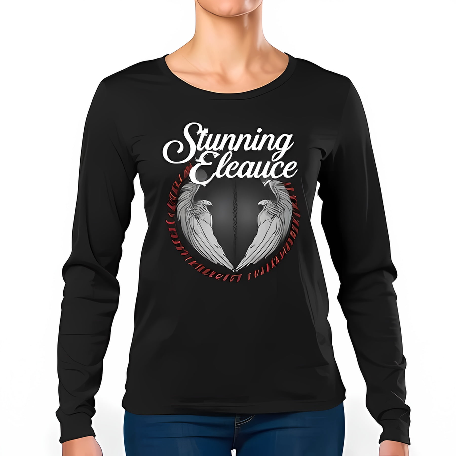 Stylish Long Sleeve T-Shirt with Graphic - "Stunning Eleauce" Design ...